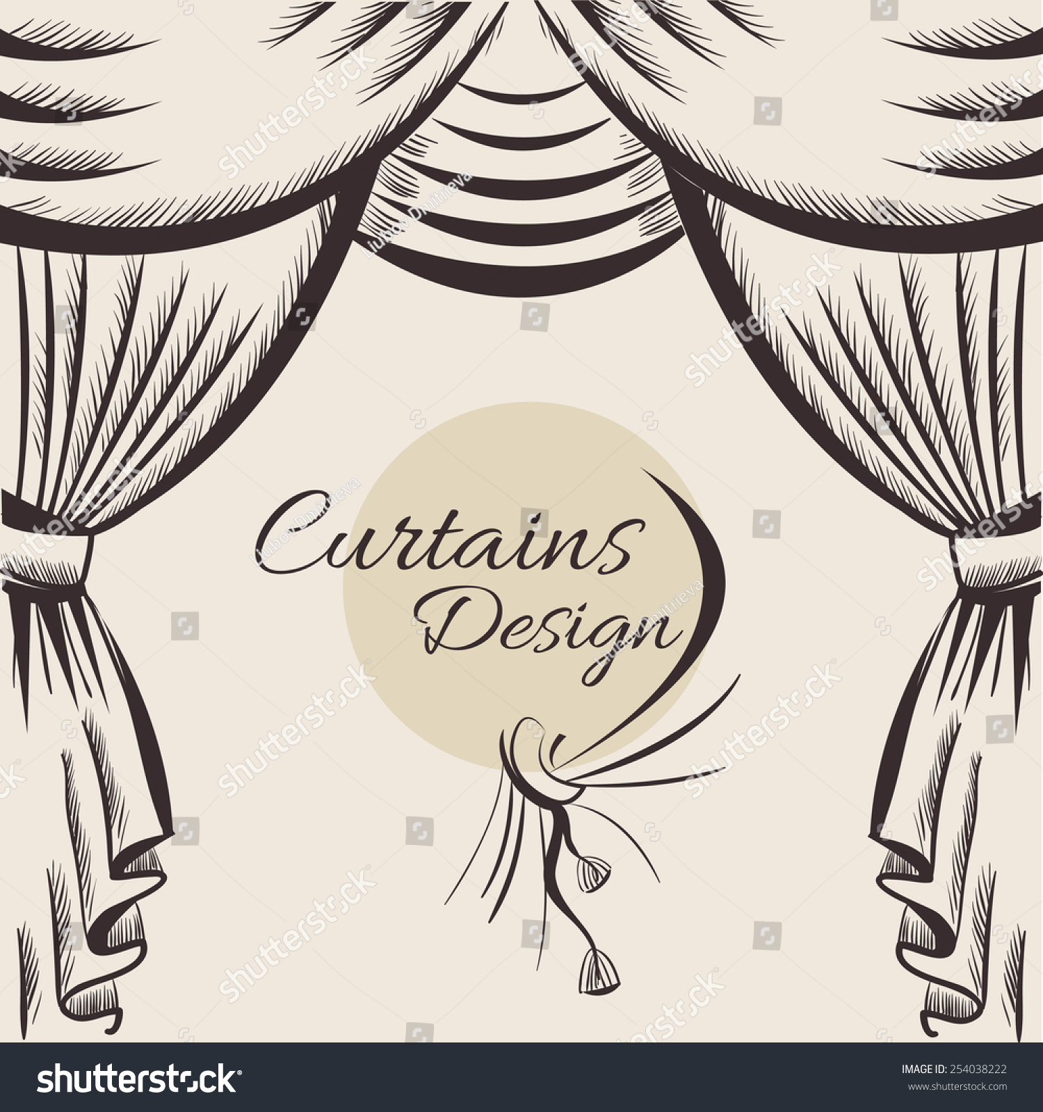 Curtains Vector Design Vintage Stock Vector (Royalty Free) 254038222 ...