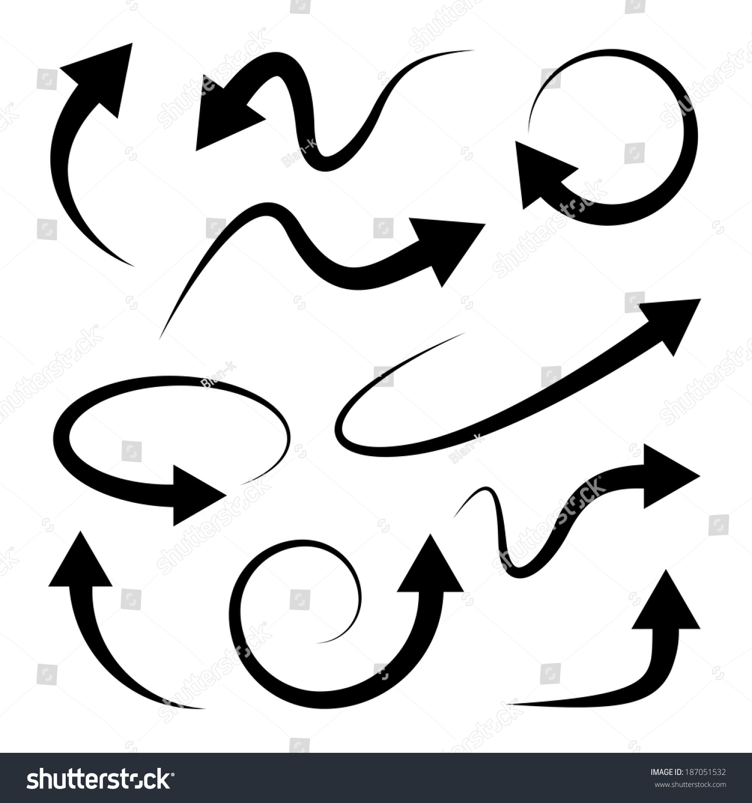 Curved Arrows Set Full Rotation 360 Stock Vector 187051532 - Shutterstock