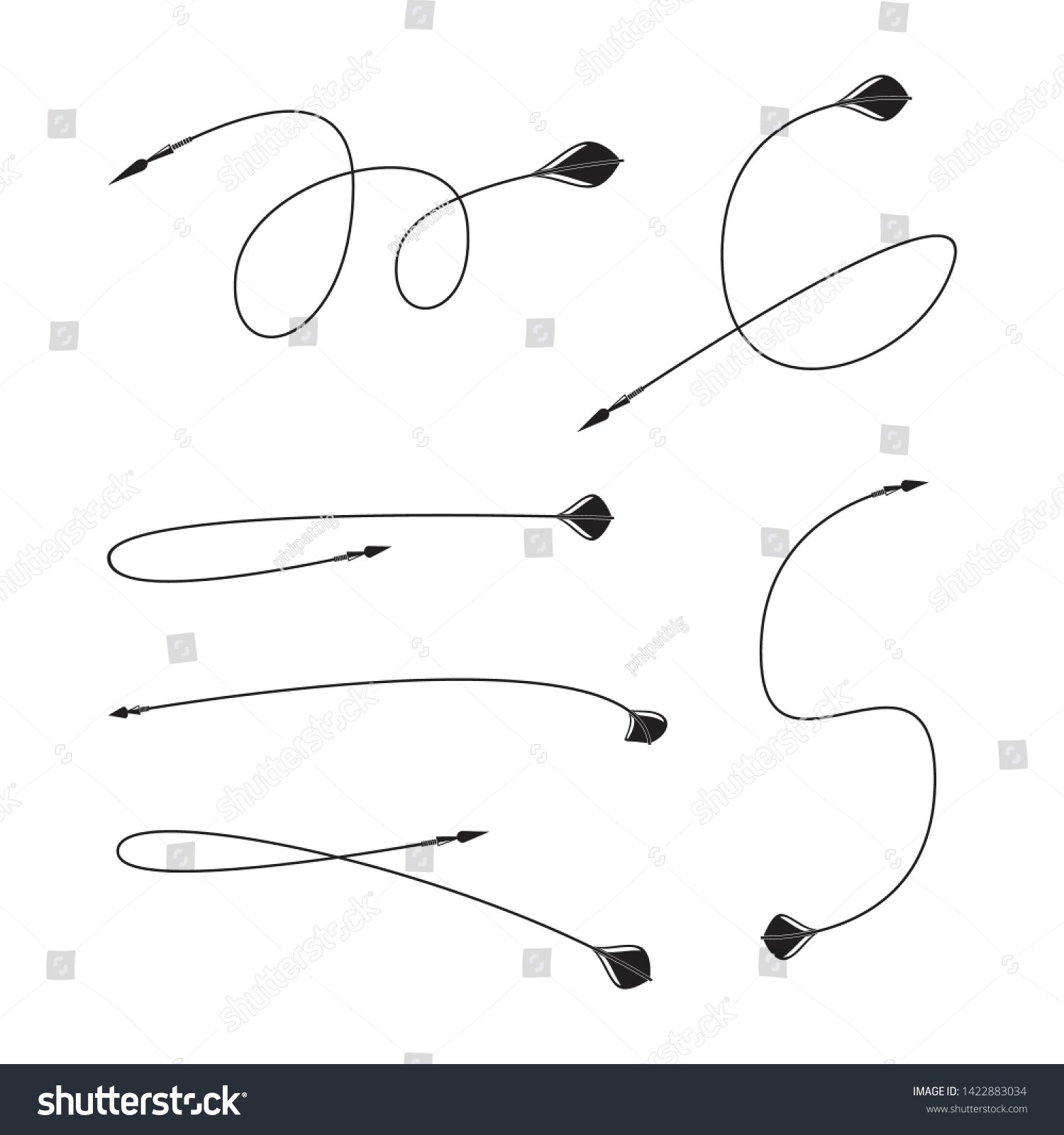 Curved Bow Arrows Vector Set Stock Vector (Royalty Free) 1422883034