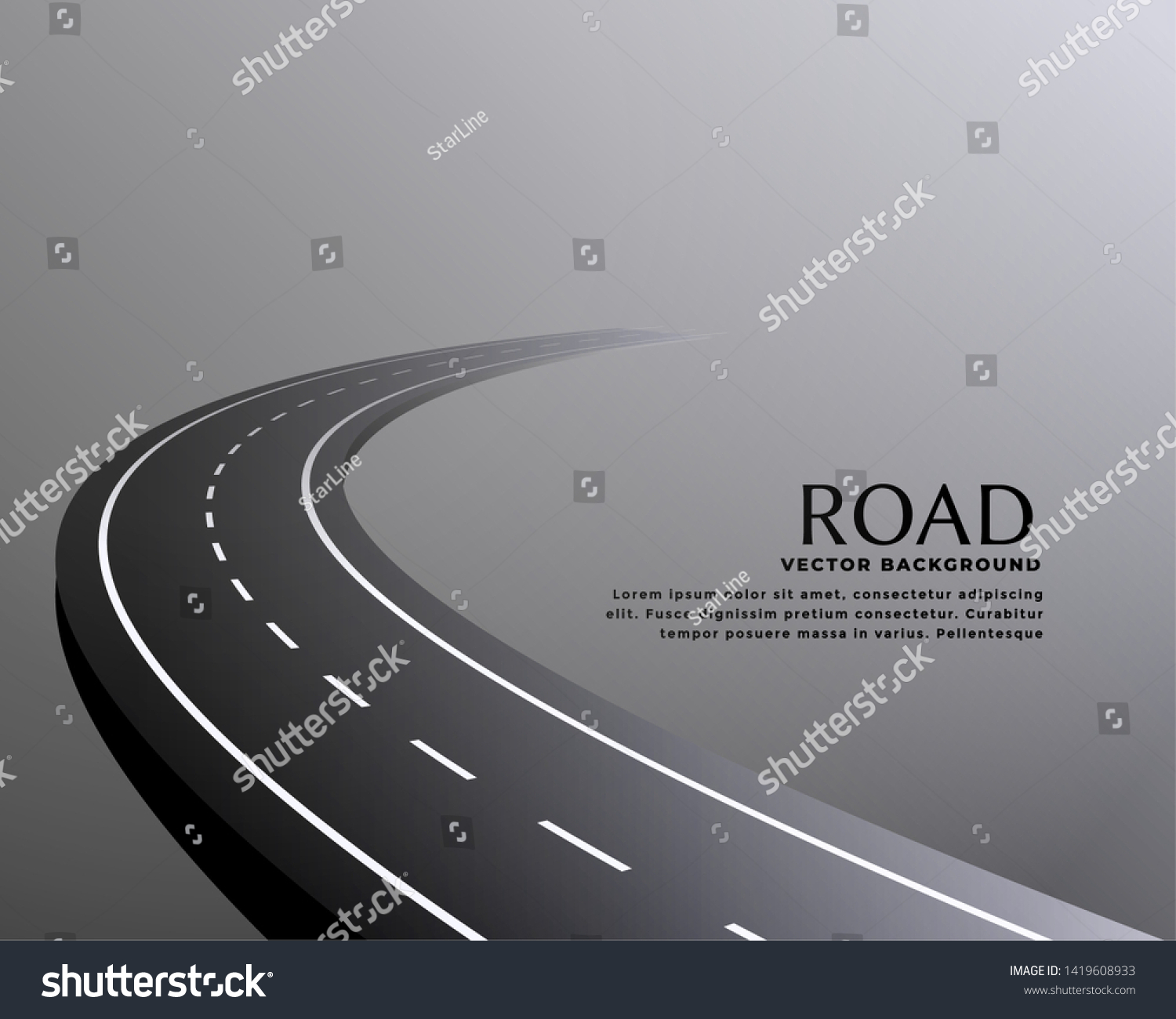 Curved Perspective Road Pathway Background Stock Vector (Royalty Free ...