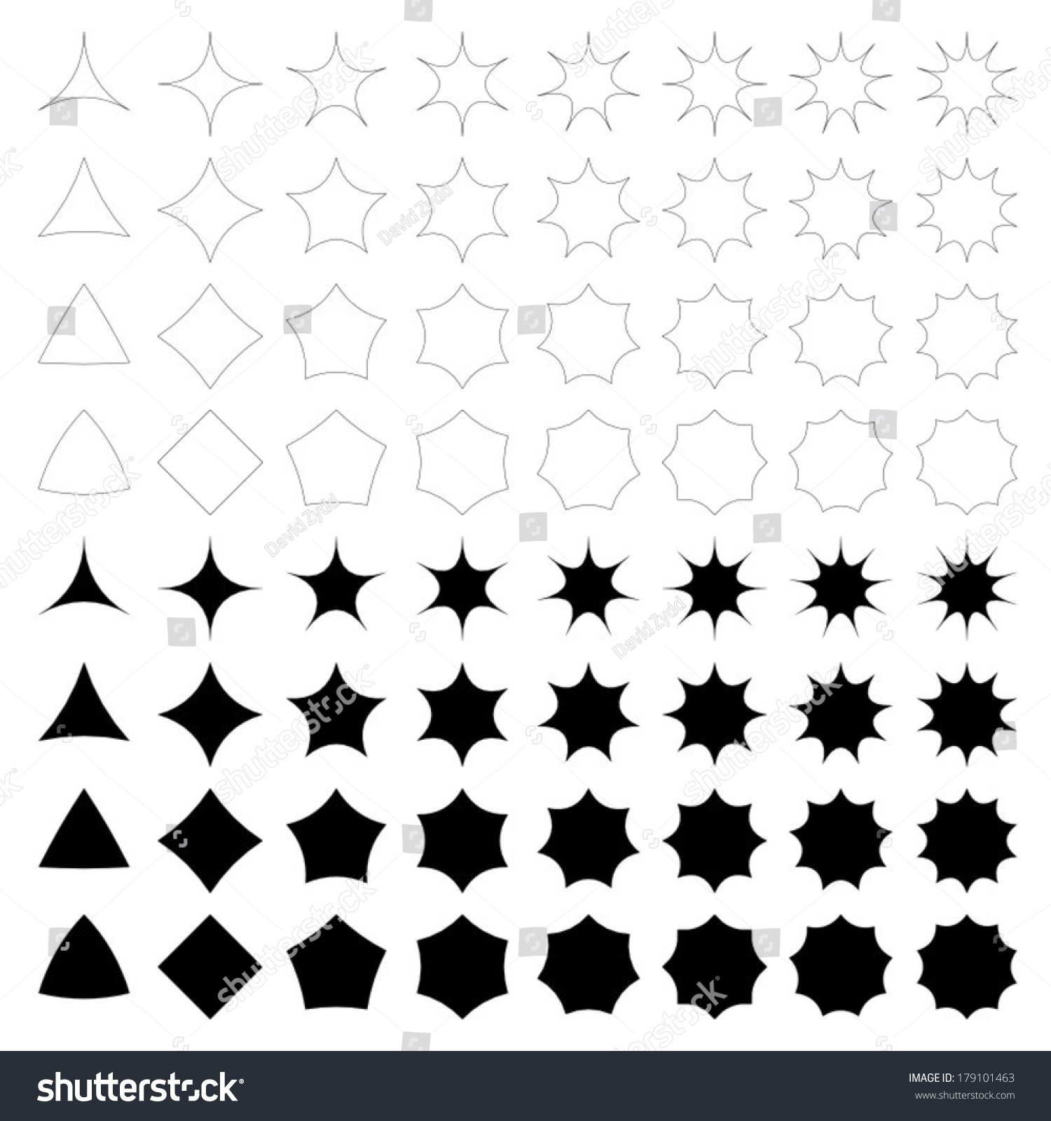 Curved Star Silhouette Collection Vector Version Stock Vector (Royalty ...