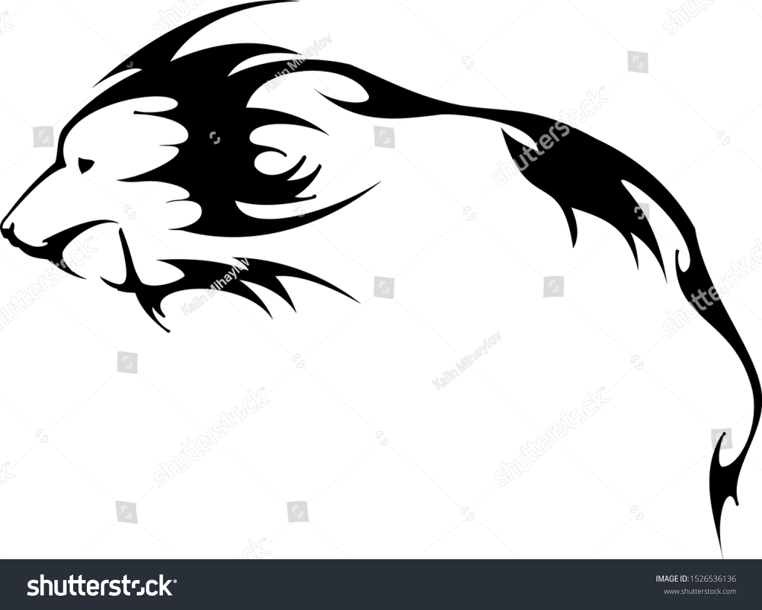 Curved Vector Lion Design Contour Stock Vector (Royalty Free) 1526536136