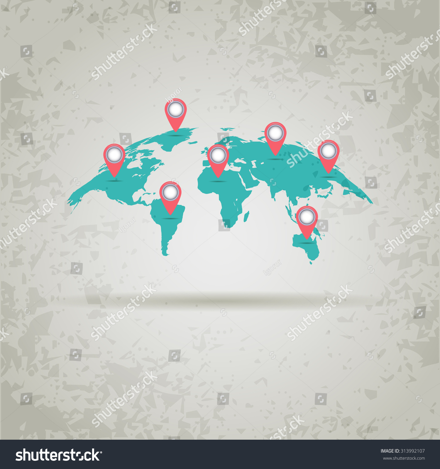Curved World Map Earth Marker: vector de stock (libre de regalías ...