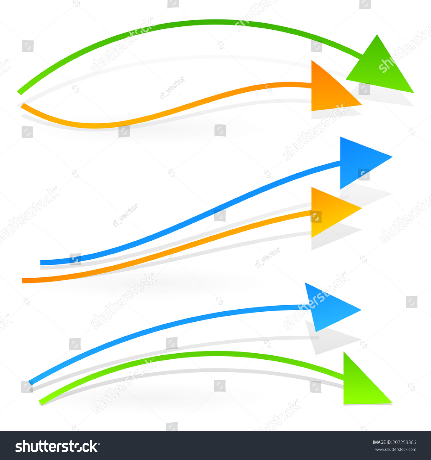 Curvy Bending Arrows Stock Vector (Royalty Free) 207253366
