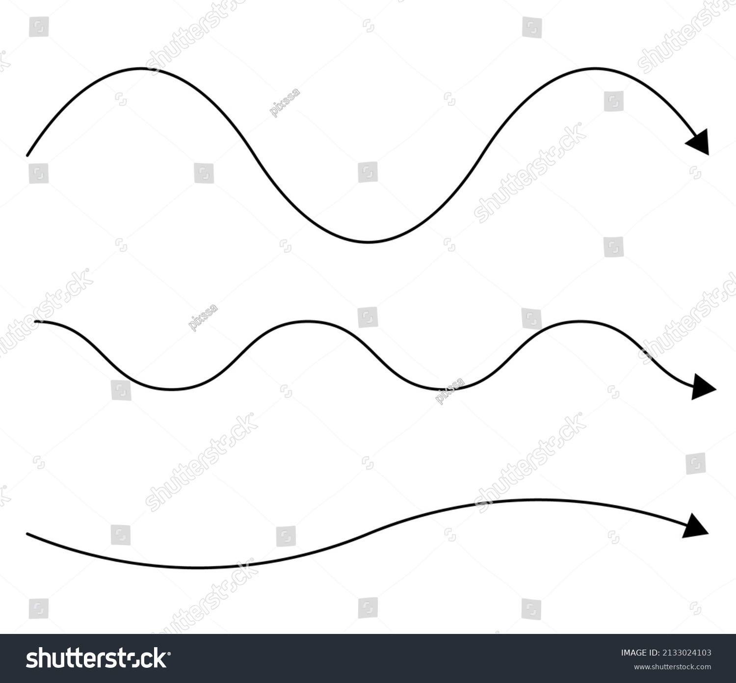 Curvy Wavy Waving Arrows Shape Set Stock Vector (Royalty Free ...