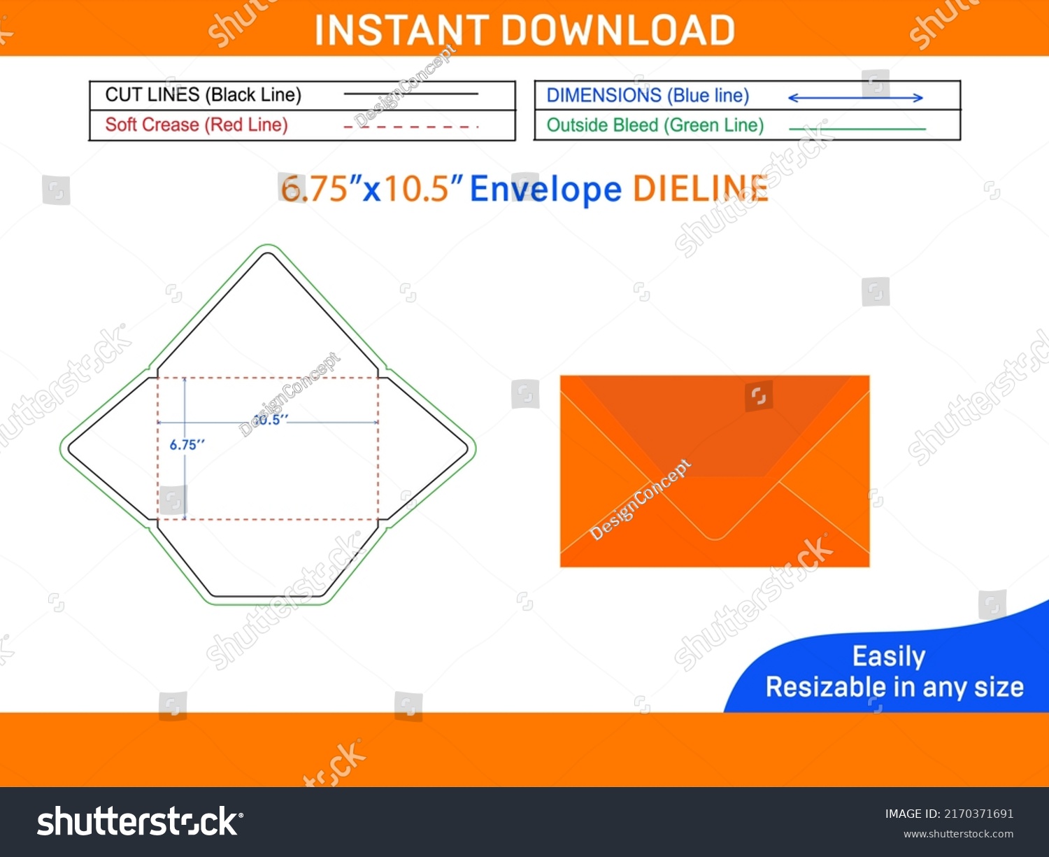 Custom Envelope Dieline Template 3d Envelope Stock Vector (Royalty Free ...