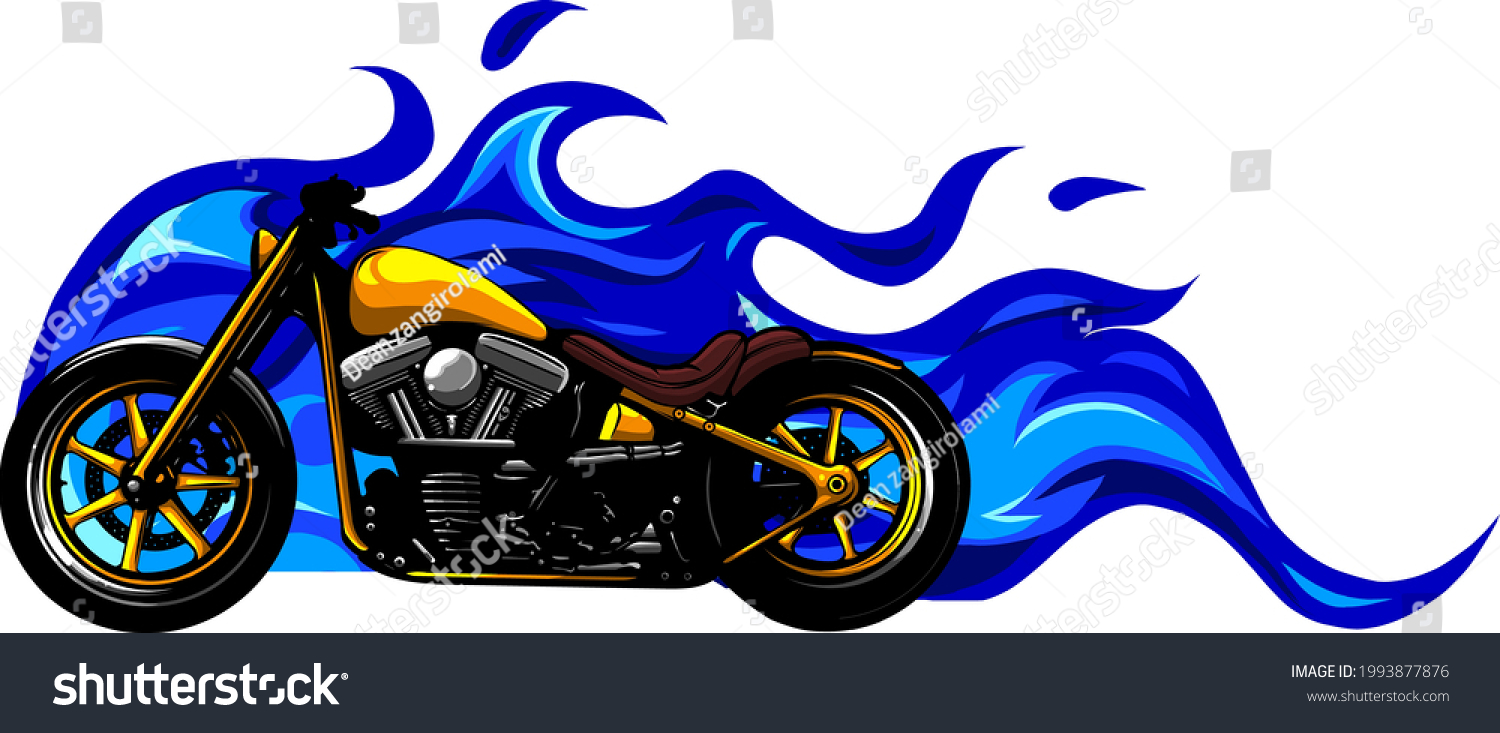 Custom Motorcycle Flames Vector Illustration Design Stock Vector ...