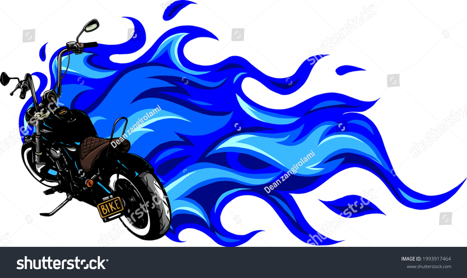 Custom Motorcycle Flames Vector Illustration Design Stock Vector ...