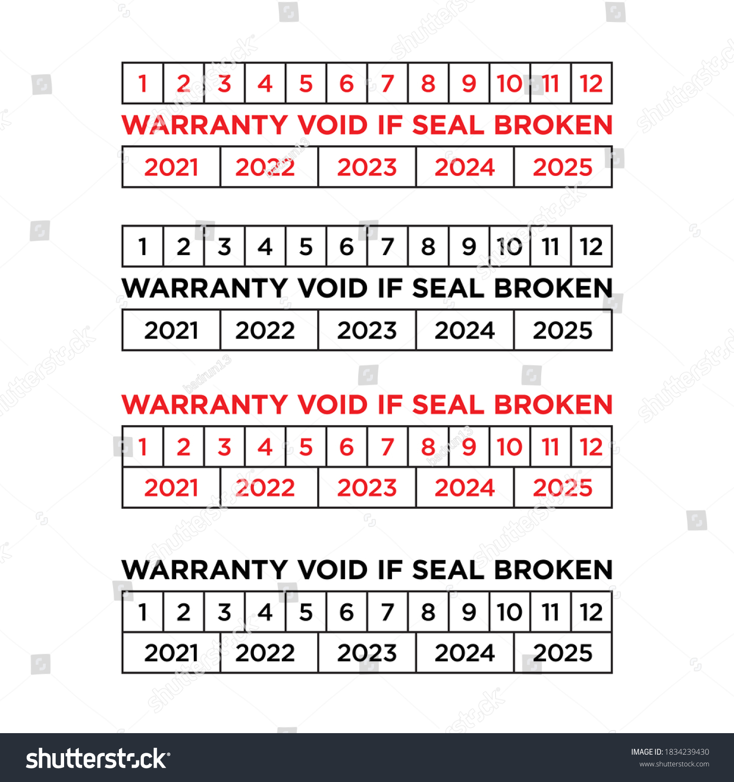 Custom Warranty Void Label Template Stock Vector (Royalty Free) 1834239430