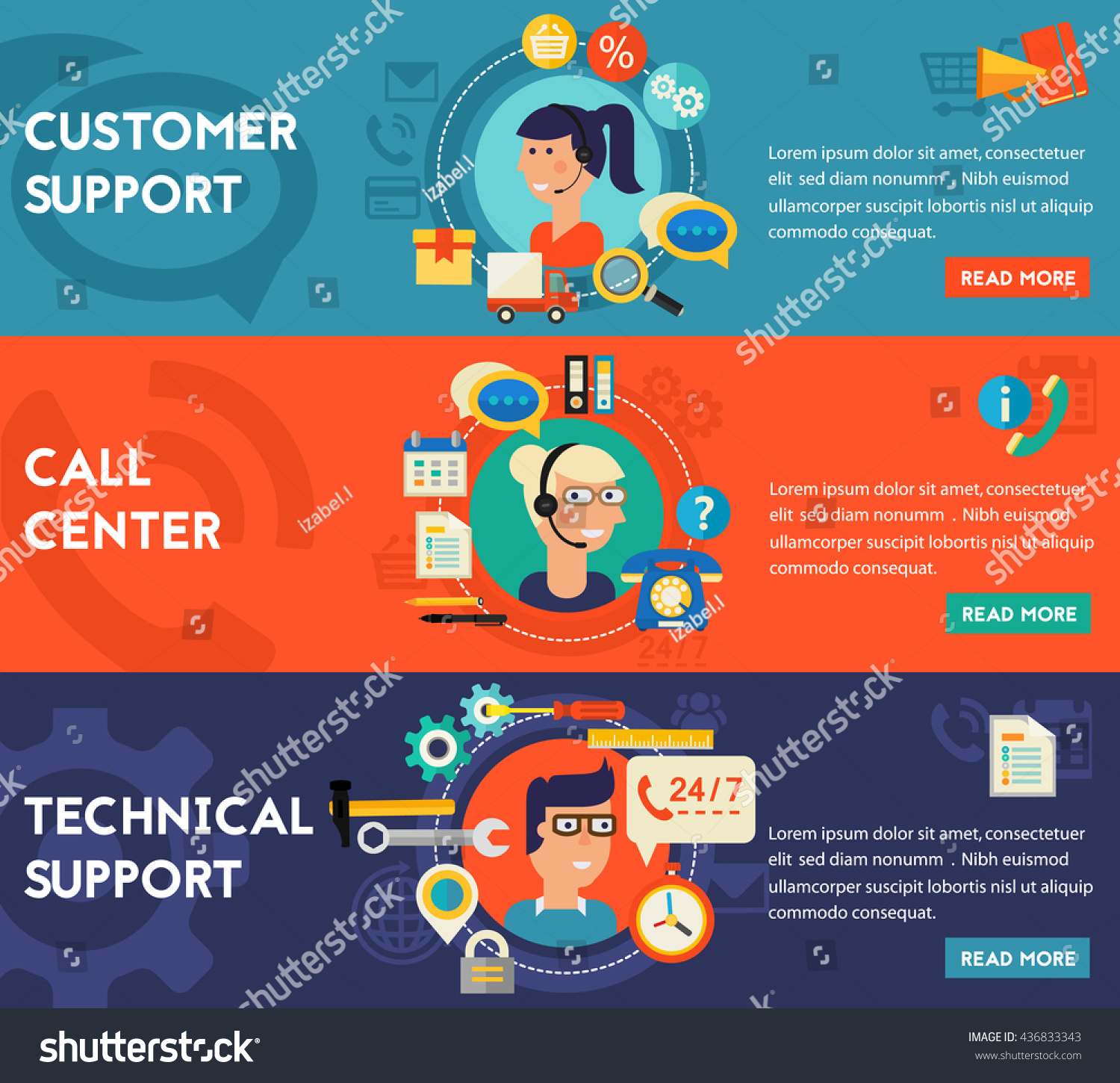 Customer Technical Support Call Center Concept Stock Vector (Royalty ...