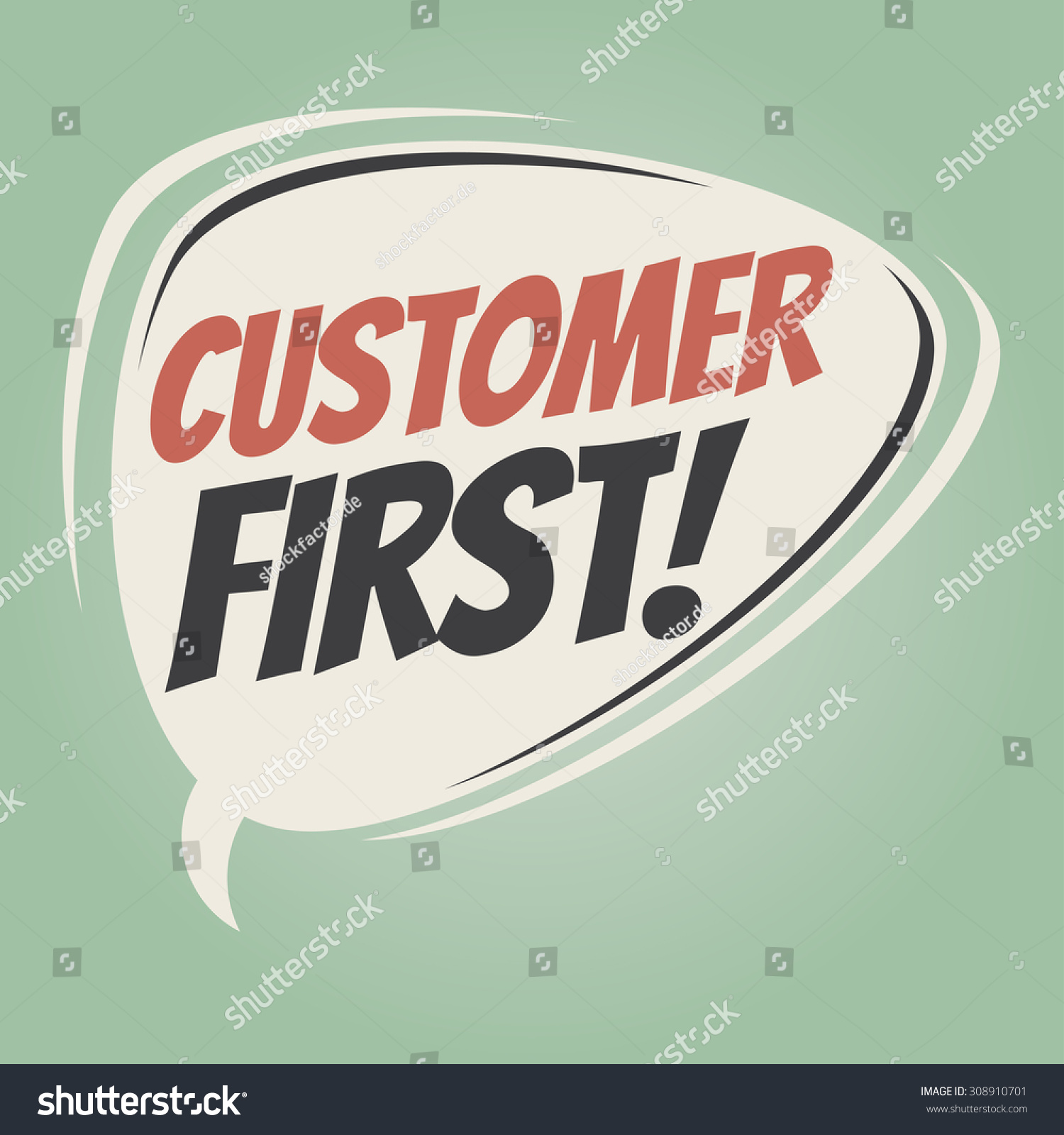 Customer First Retro Cartoon Speech Bubble Stock Vector (Royalty Free ...