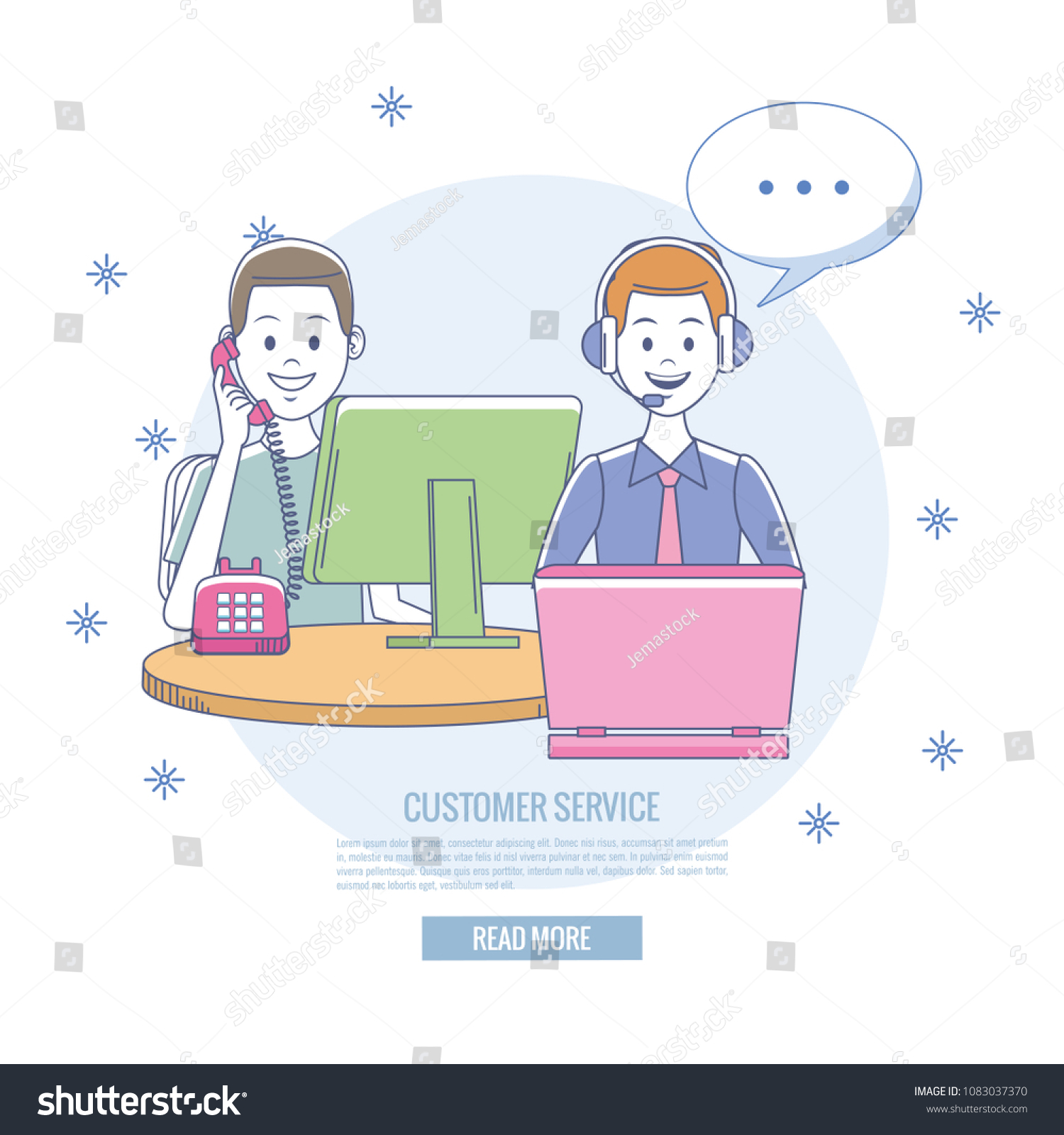 Customer Service Banner Stock Vector (Royalty Free) 1083037370 ...