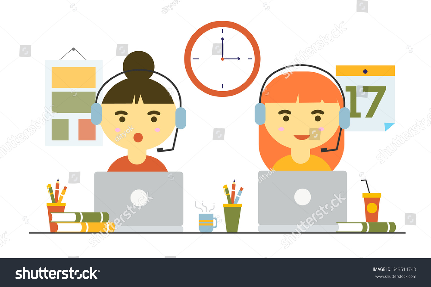 Customer Service Daily Work 库存矢量图（免版税）643514740 | Shutterstock