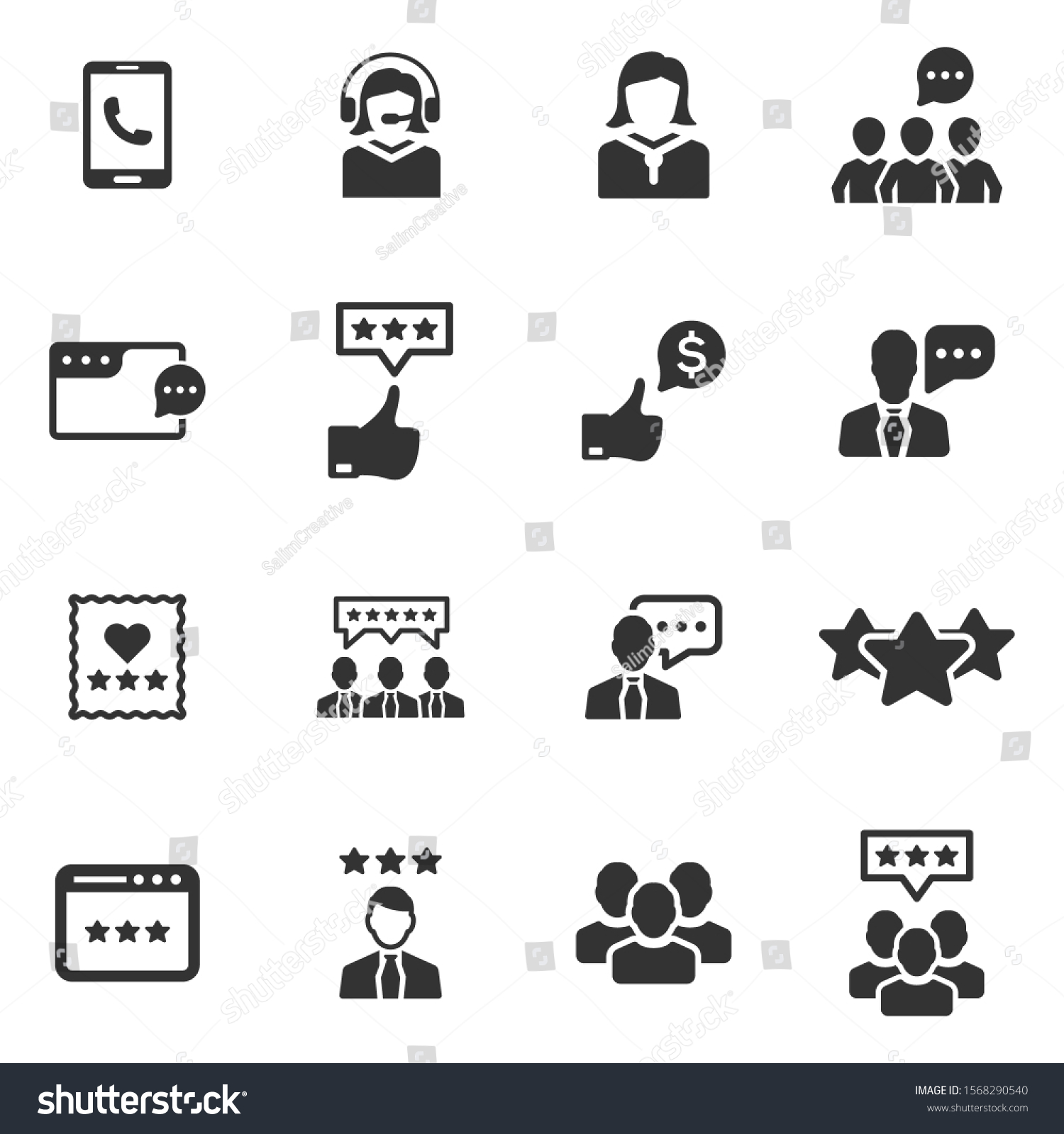 Customer Service Icons Grey Version Stock Vector (Royalty Free ...