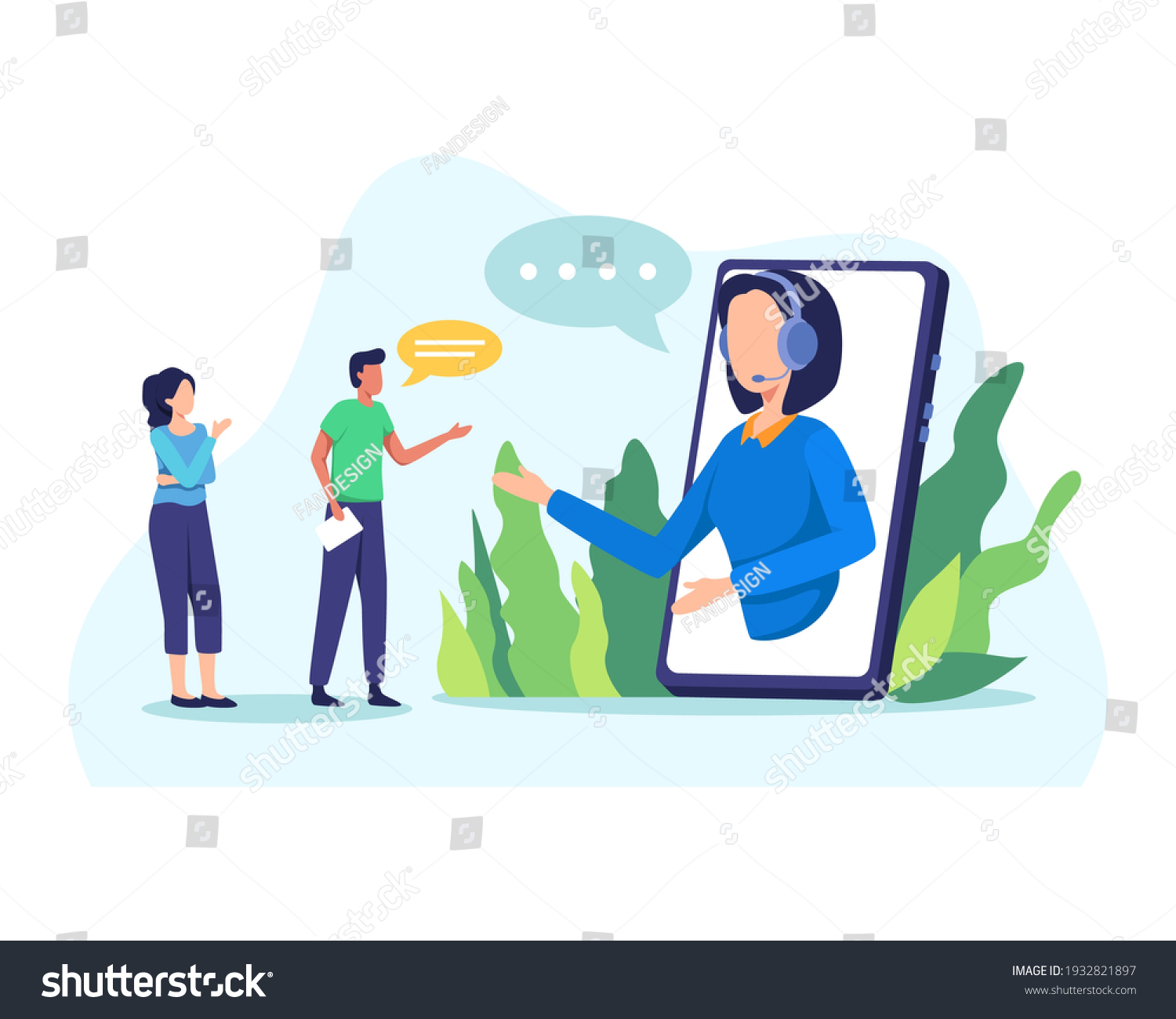 Customer Service Illustration Concept Young Friendly Stock Vector ...