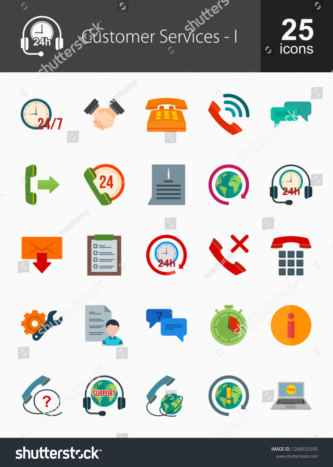 Customer Services Flat Icons Stock Vector (Royalty Free) 1268933395 ...