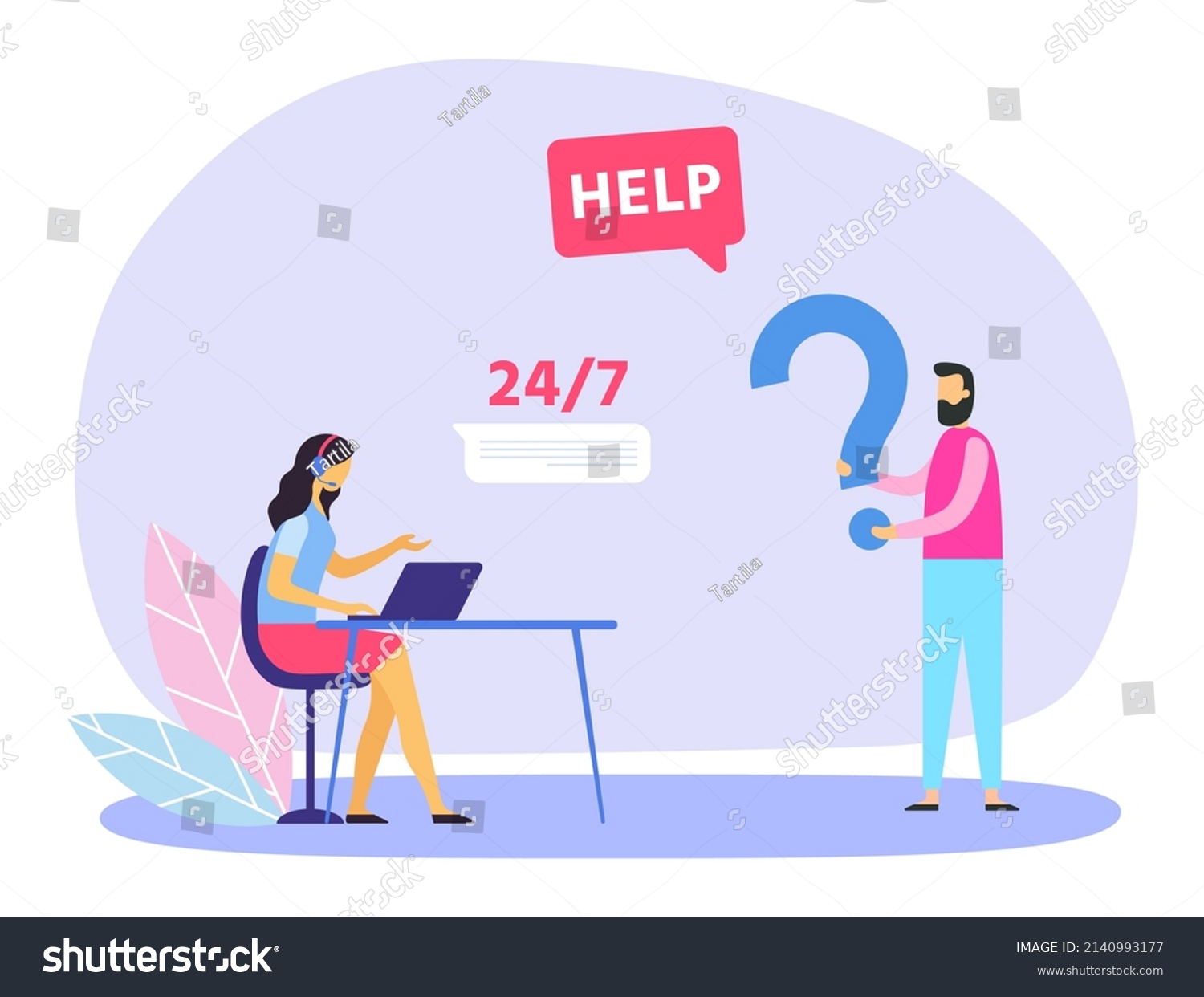 Customer Support Operator Help Answer Request Stock Vector (Royalty ...