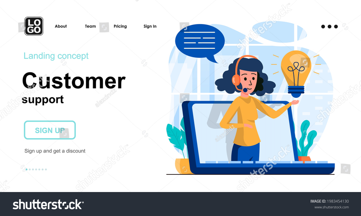 Customer Support Web Concept Operator Consults Stock Vector (Royalty ...