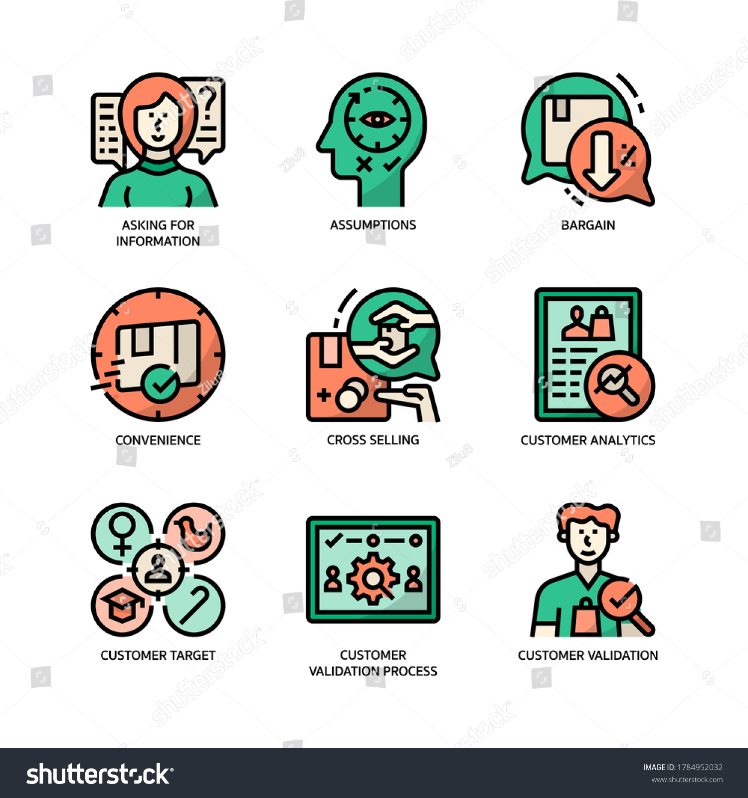 Customer Validation Icon Filled Outline Style Stock Vector (Royalty ...