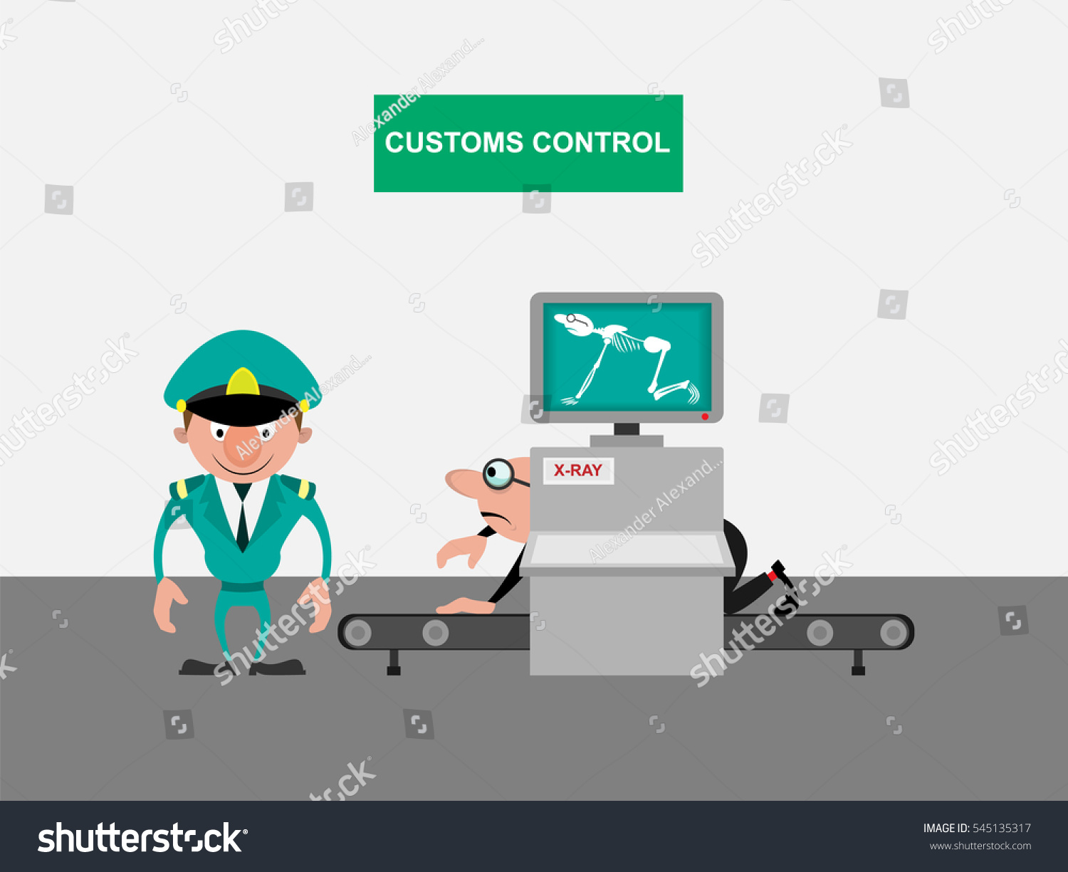 Customs Control Caricature Stock Vector (Royalty Free) 545135317