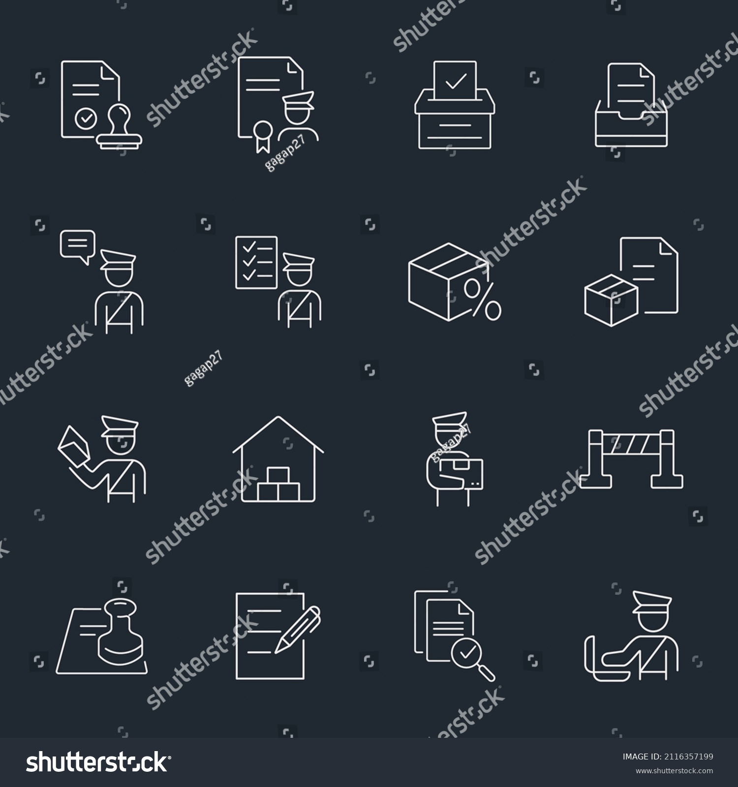 Customs Icons Set Customs Pack Symbol Stock Vector (Royalty Free ...