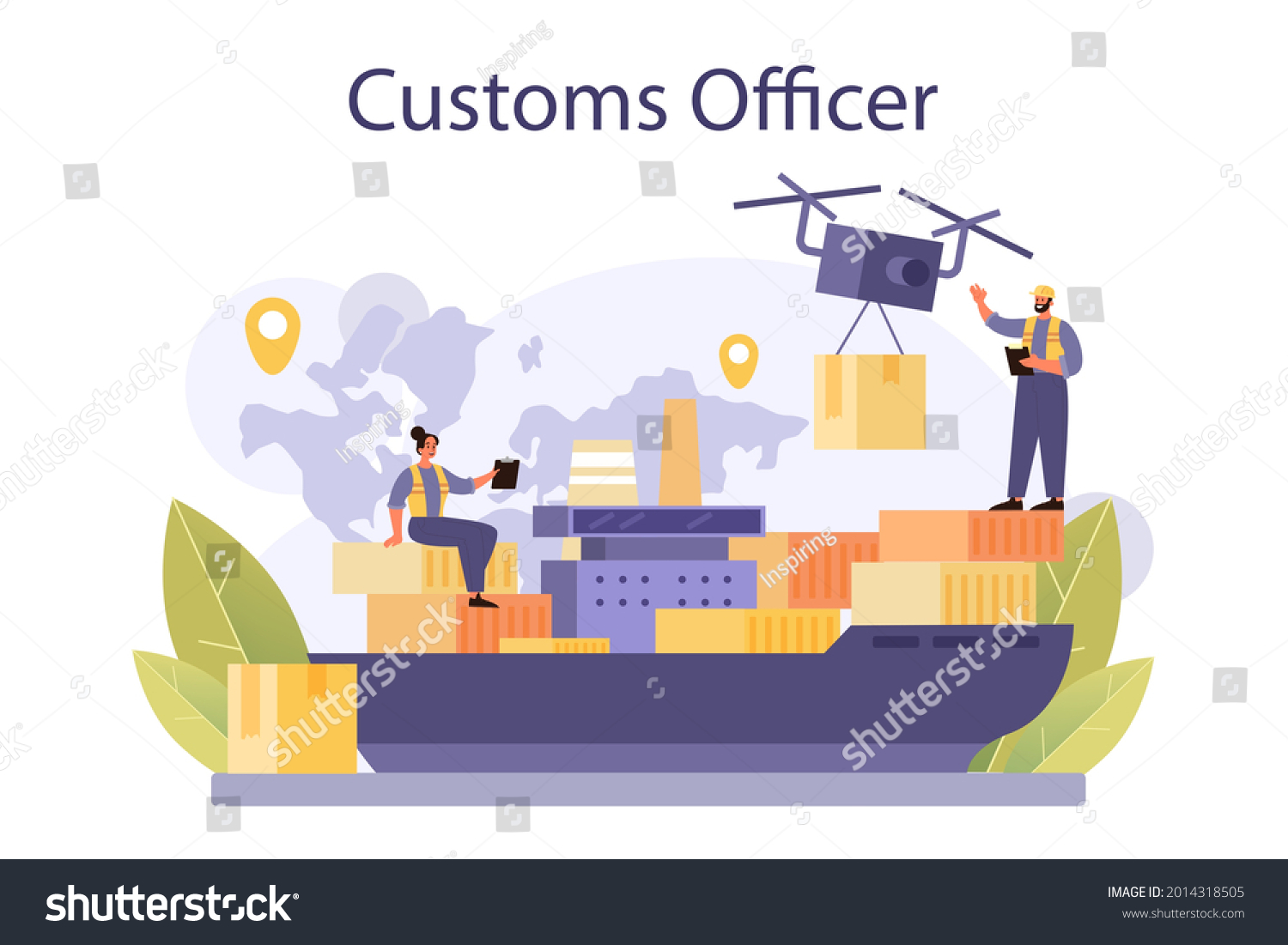Customs Officer Concept Passport Control Airport Stock Vector (Royalty ... Customs Officer Concept Passport Control Airport Stock Vector (Royalty ...