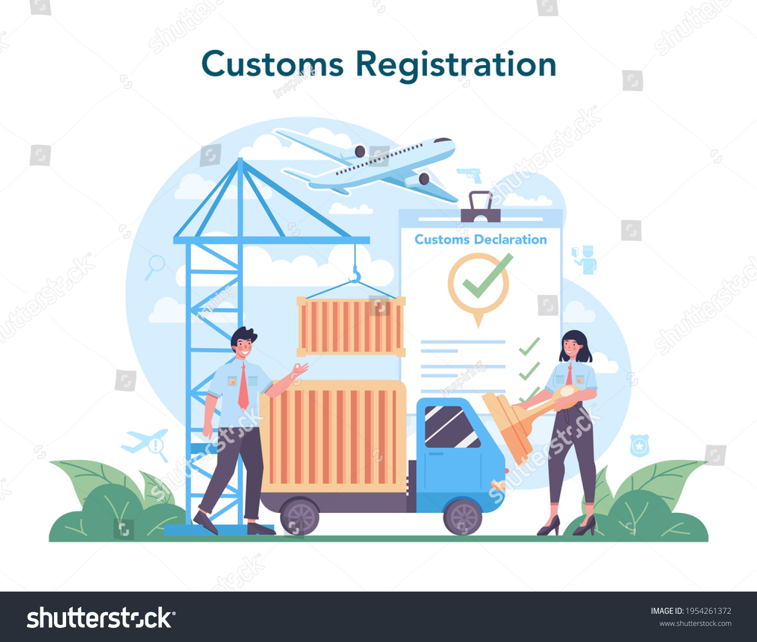 Customs Officer Concept Passport Control Airport Stock Vector (Royalty ... Customs Officer Concept Passport Control Airport Stock Vector (Royalty ...