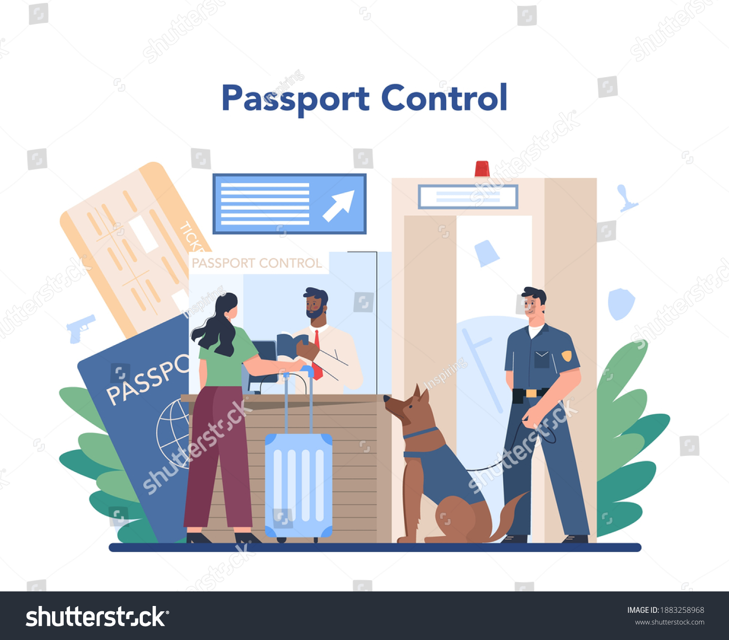 Customs Officer Concept Passport Control Airport Stock Vector (Royalty ... Customs Officer Concept Passport Control Airport Stock Vector (Royalty ...
