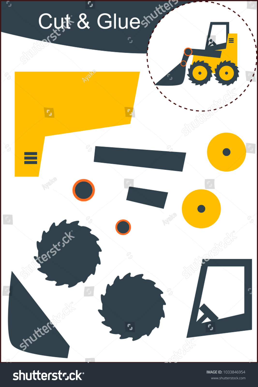 Cut Paste Worksheet Mini Loader: vetor stock (livre de direitos ...