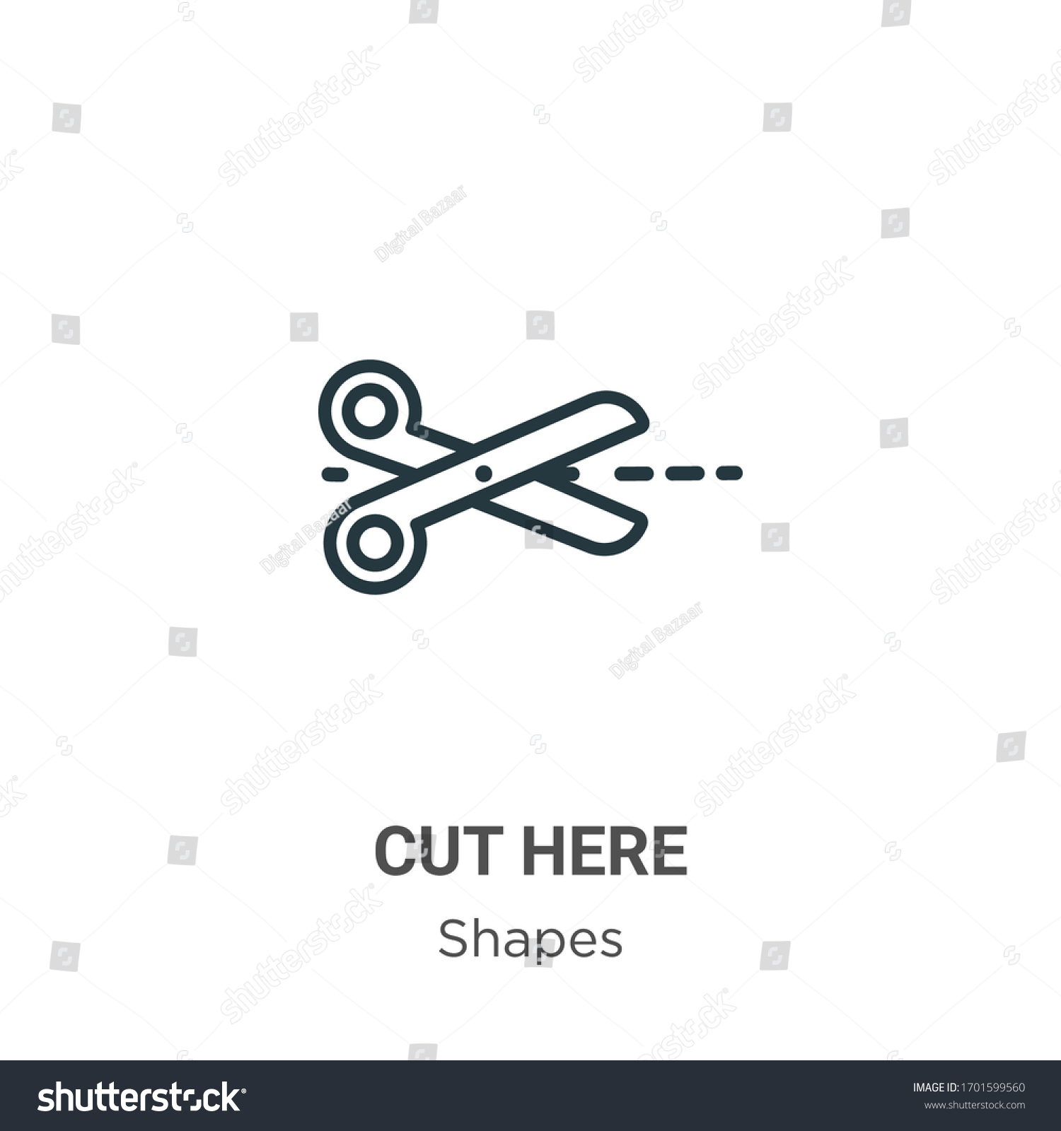 Cut Here Outline Vector Icon Thin Stock Vector (Royalty Free ...