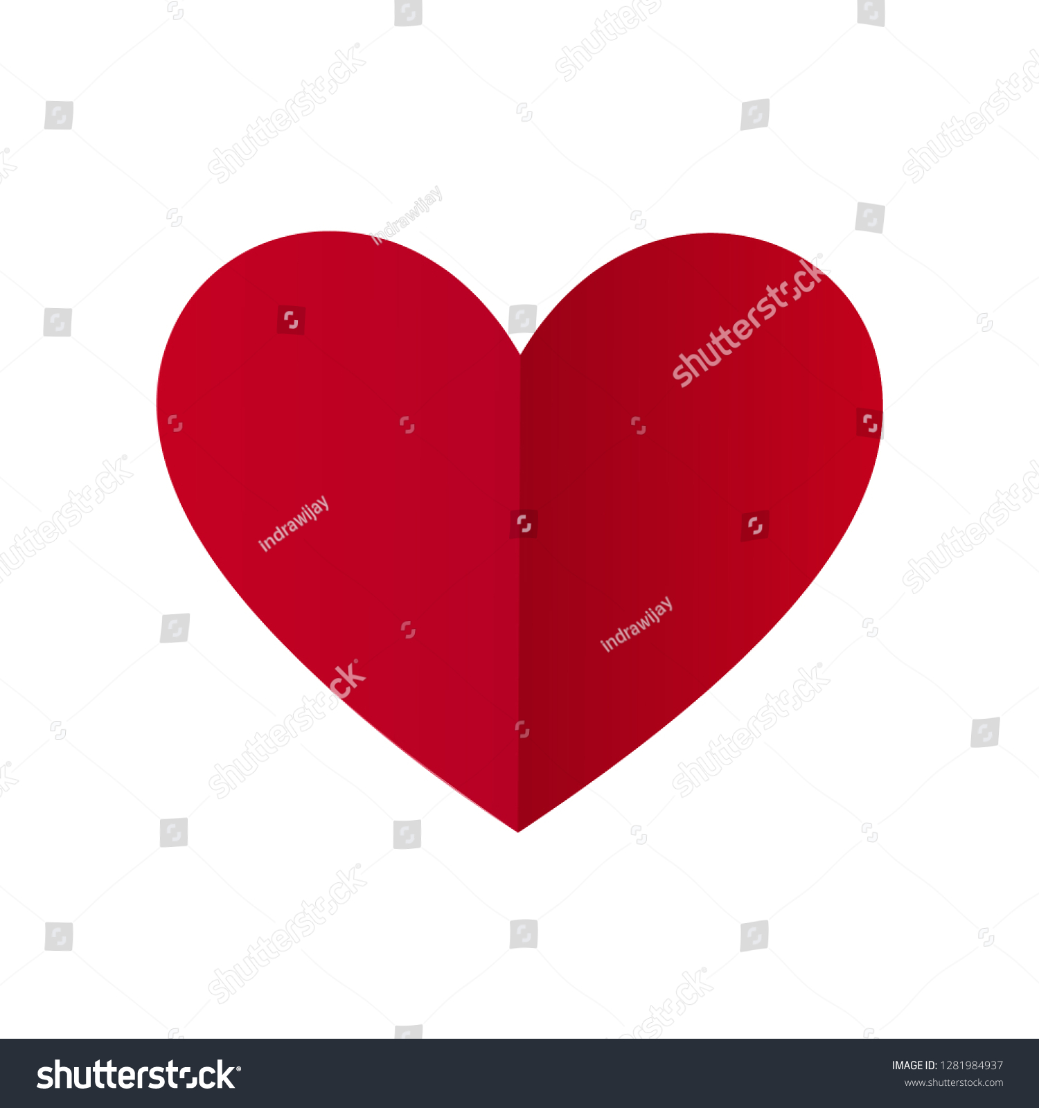 Cut Red Heart Icon Shape Print: vector de stock (libre de regalías ...