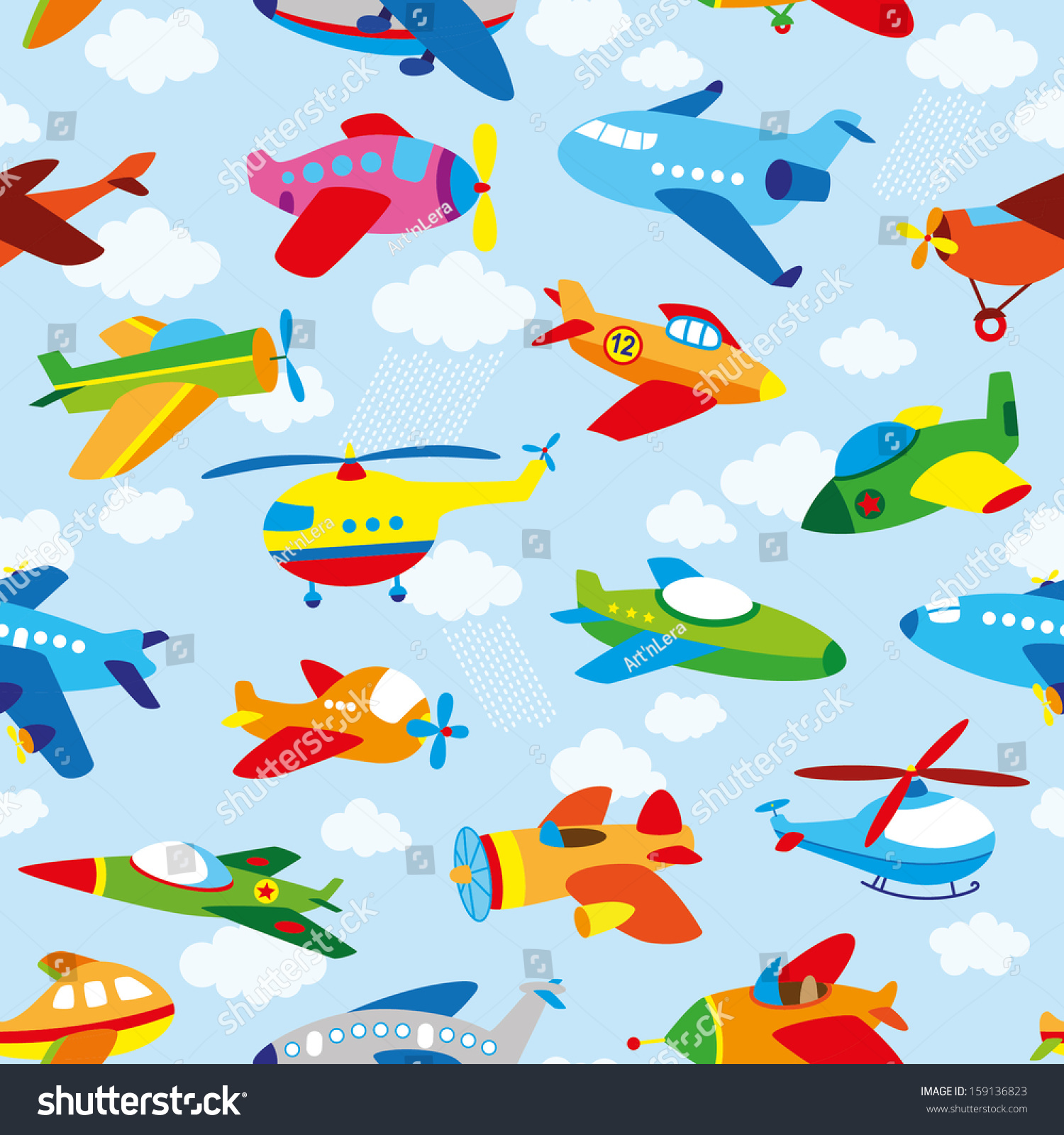 Cute Airplane'S Seamless Pattern Stock Vector Illustration 159136823 ...
