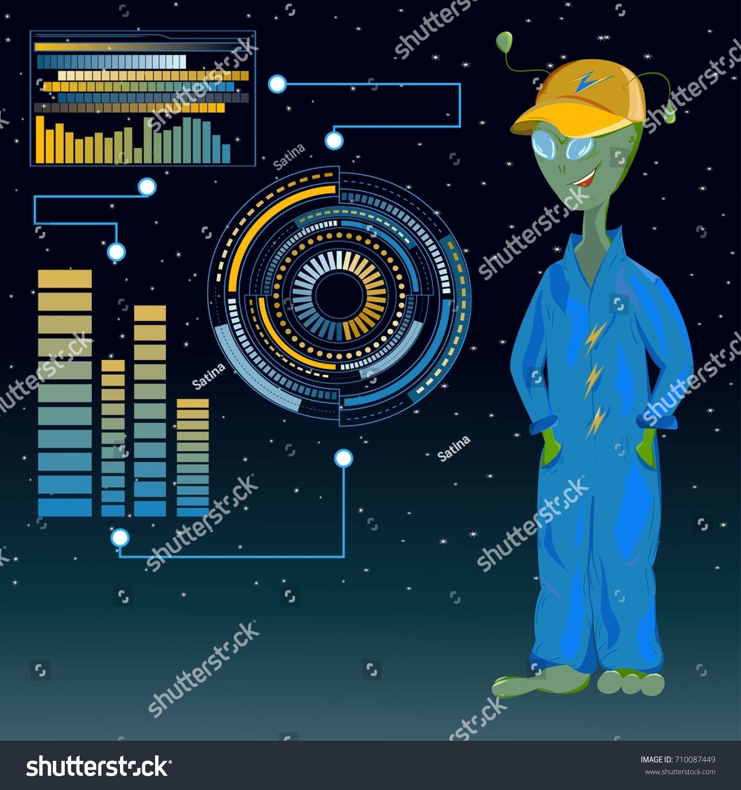 Cute Alien Hud Interface Galactic Space Stock Vector (Royalty Free ...