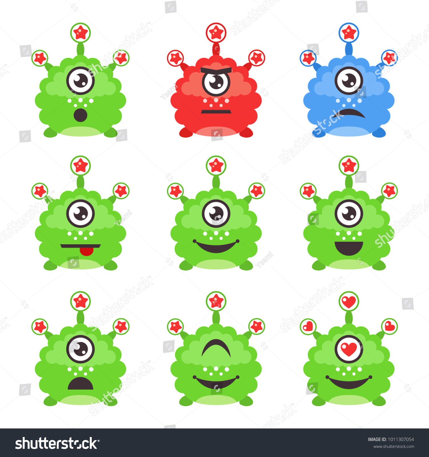 Cute Alien Emoticon Set Vector Illustration Stock Vector (Royalty Free ...