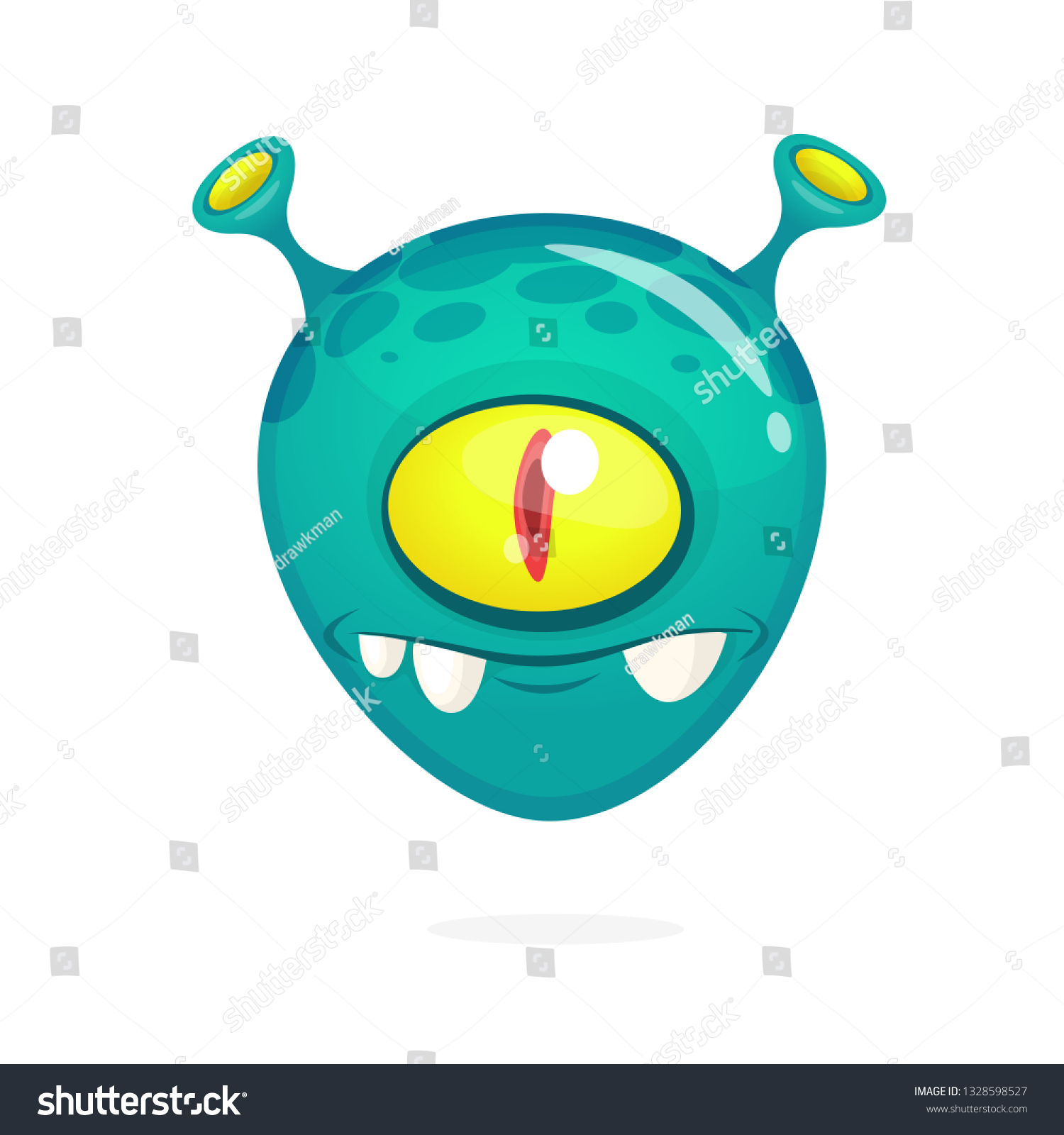Cute Alien Head Cartoon Vector Illustration Stock Vector (Royalty Free ...
