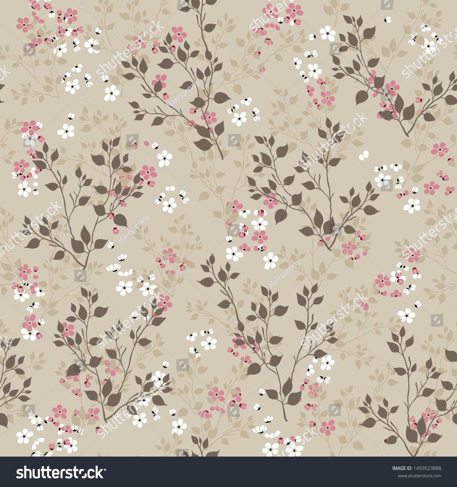 Cute All Over Leaves Pattern Stock Vector (Royalty Free) 1459523888