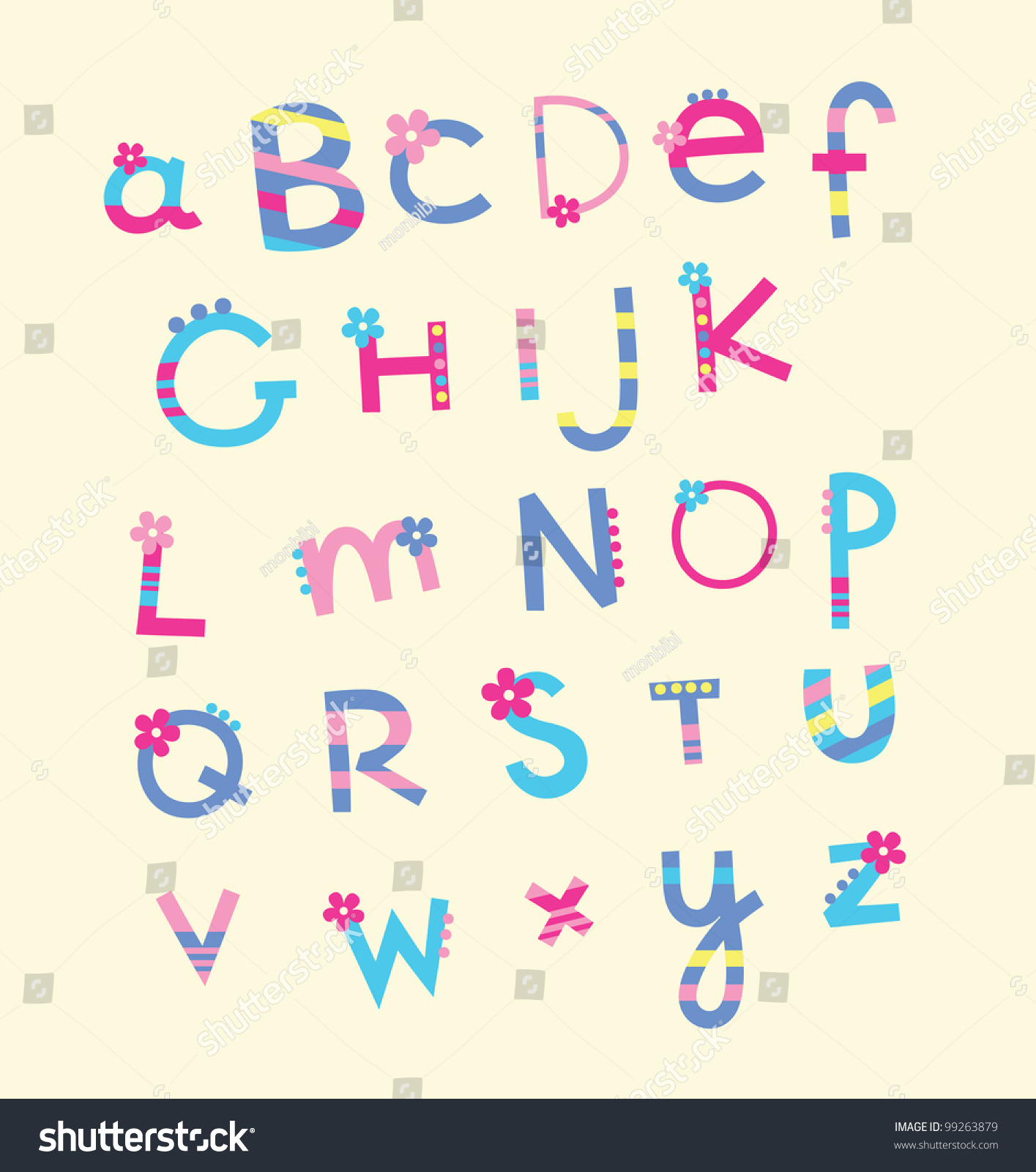 Cute Alphabet Design Vector Illustration Stock Vector 99263879 ...