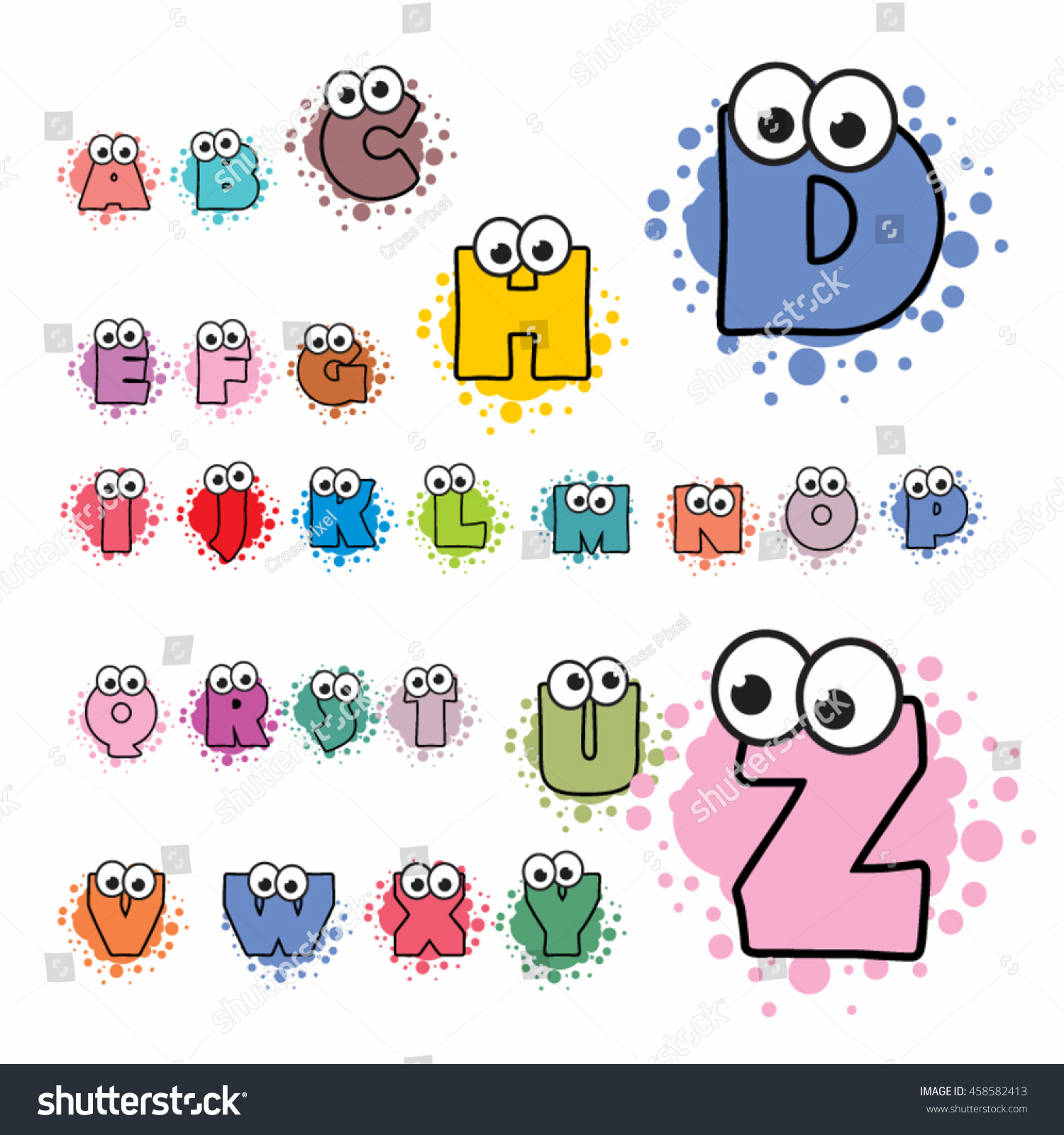 Cute Alphabet Letters Stock Vector (Royalty Free) 458582413 | Shutterstock