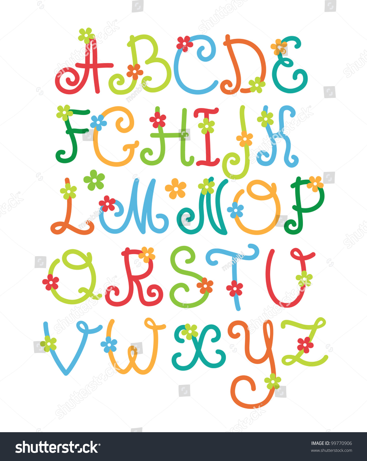 Cute Alphabet. Vector Illustration - 99770906 : Shutterstock