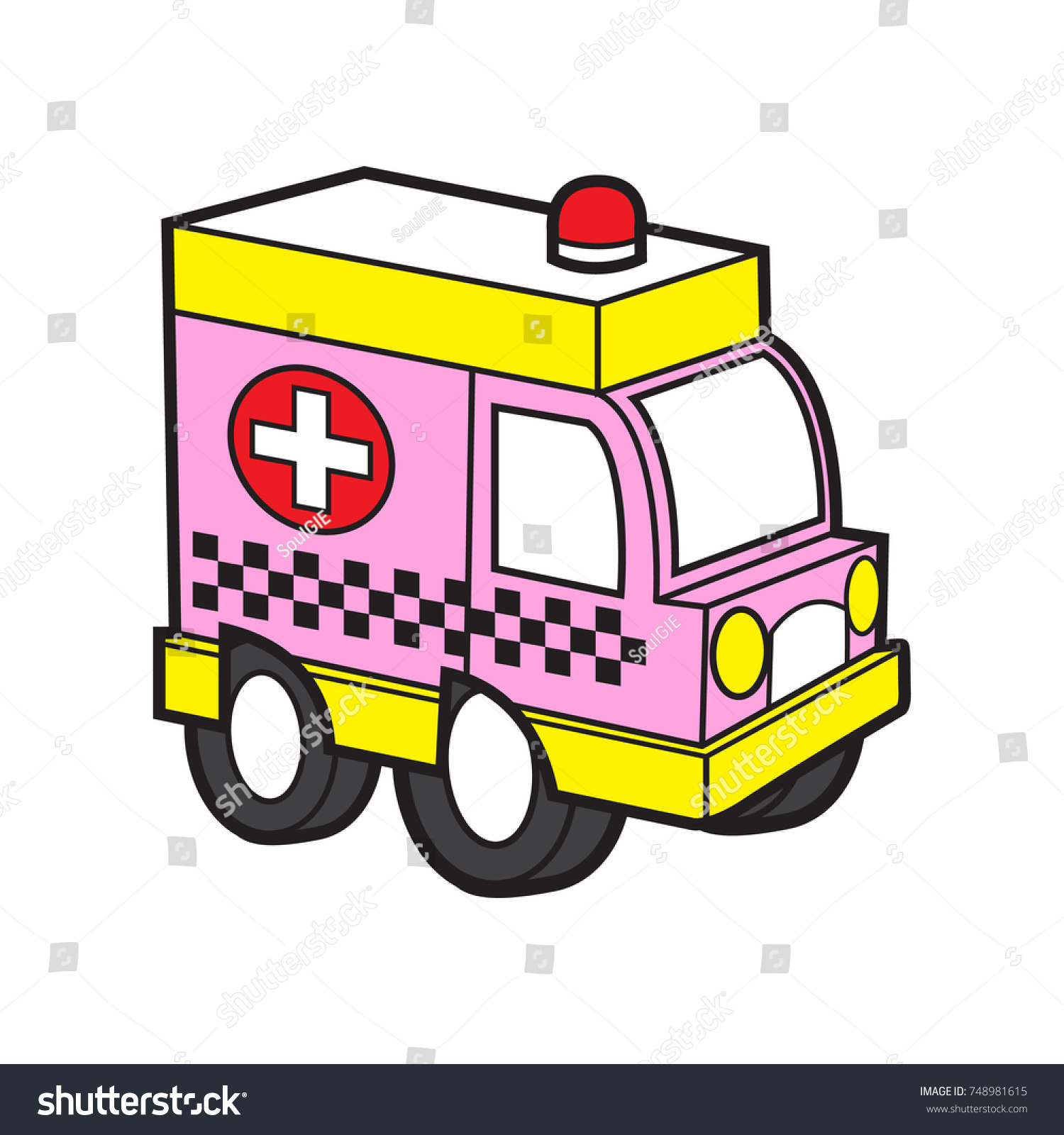 Cute Ambulance Vector Cartoon Stock Vector (Royalty Free) 748981615