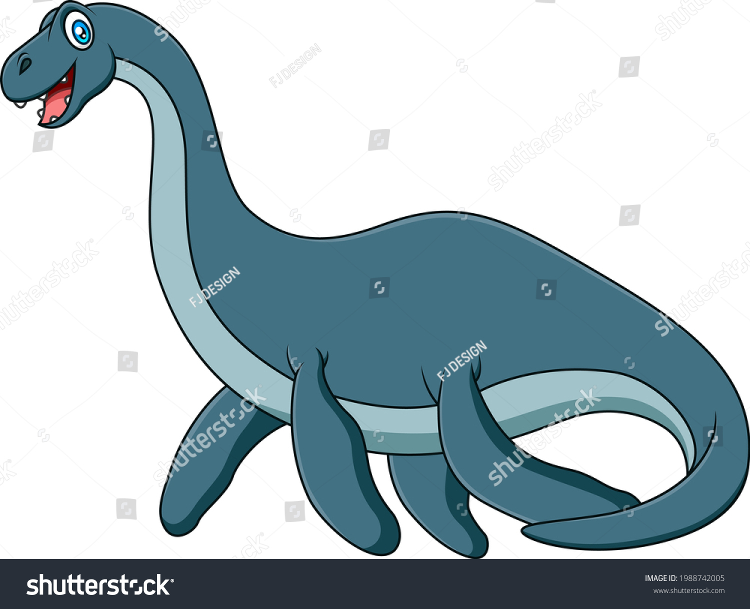 Cute Adorable Plesiosaurus Cartoon Vector Stock Vector (Royalty Free ...