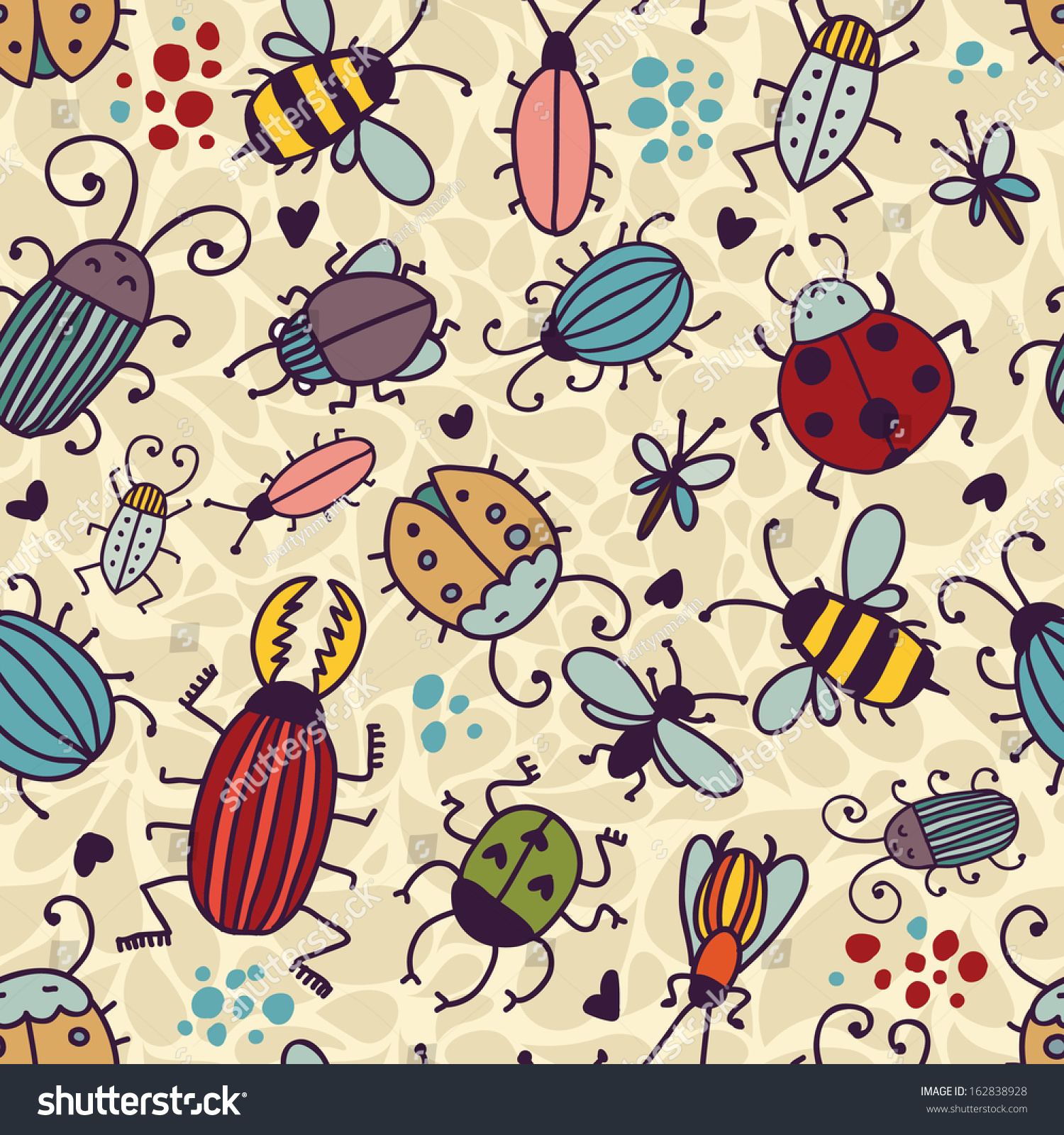Cute Funny Insects Creative Seamless Pattern Stock Vector (Royalty Free ...