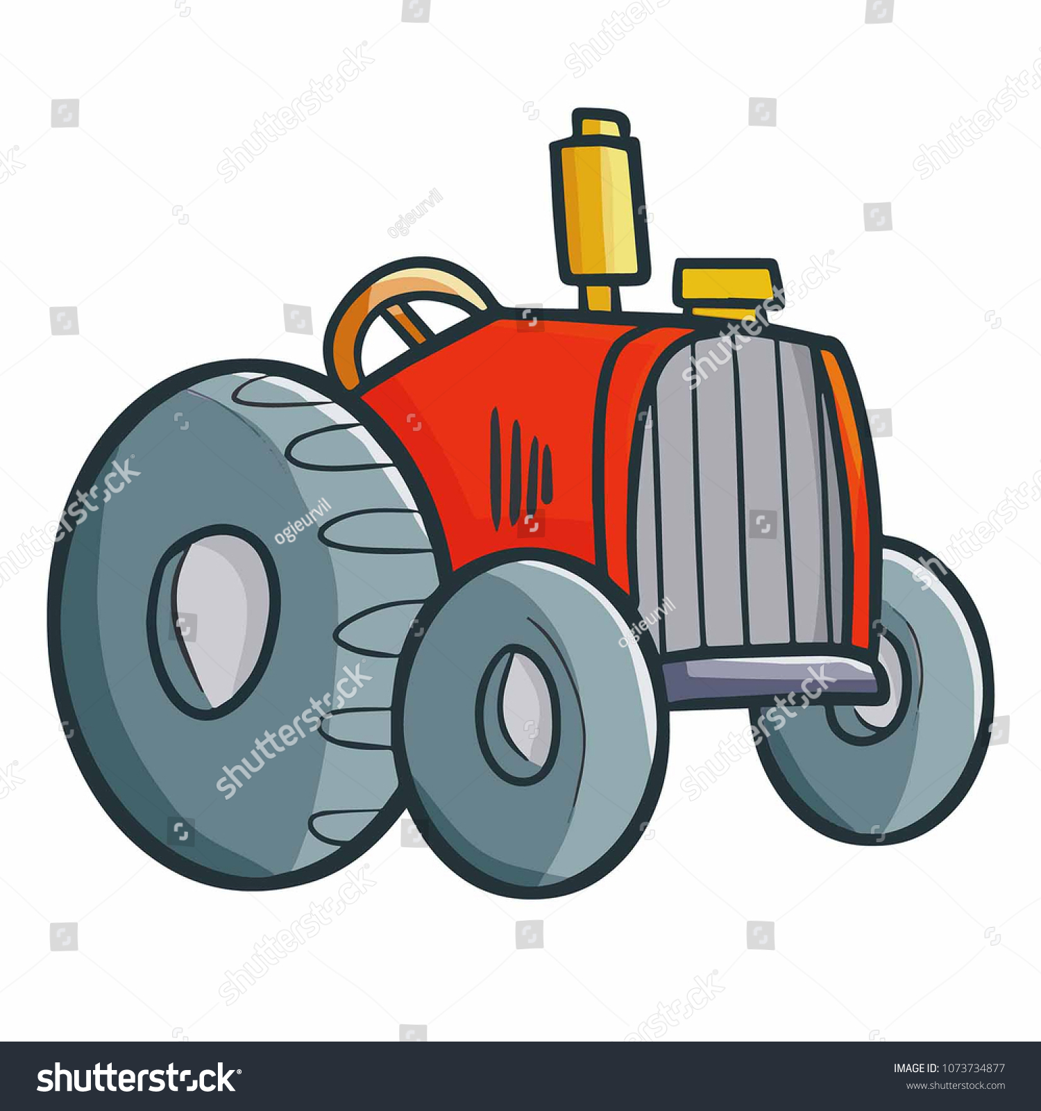 Cute Funny Tractor Farm Vector Stock Vector (Royalty Free) 1073734877