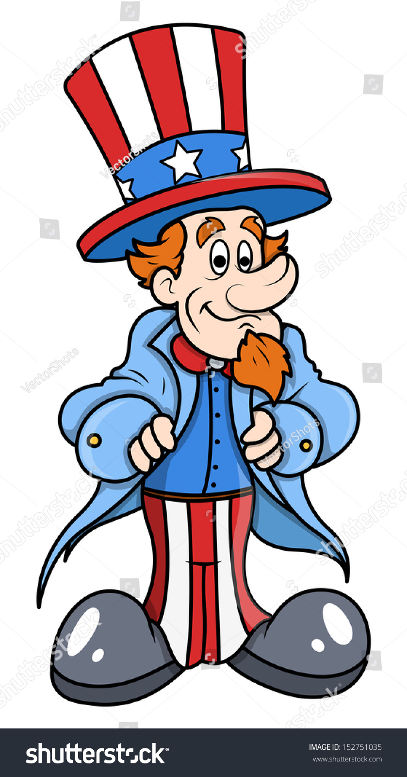 Cute Happy Uncle Sam Cartoon Vector: vector de stock (libre de regalías ...