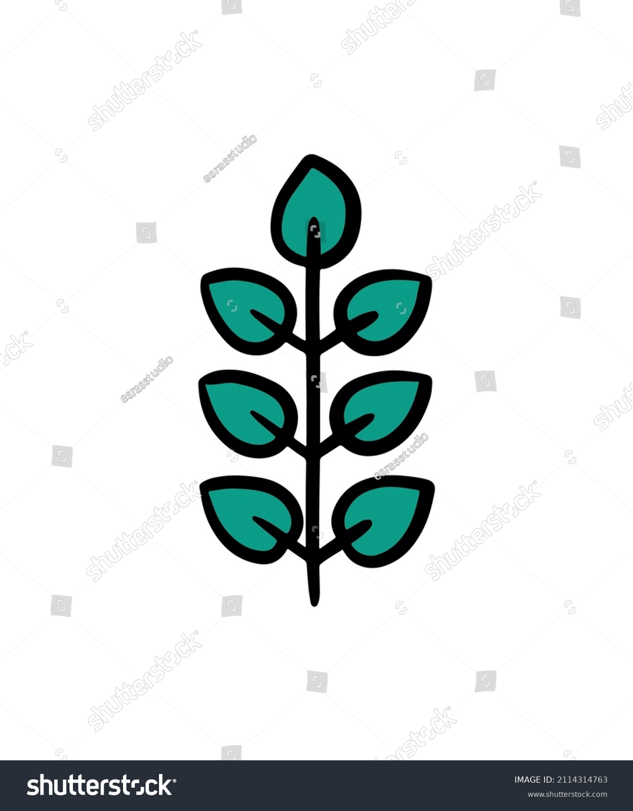 Cute Simple Plant Vector Drawing Stock Vector (Royalty Free) 2114314763
