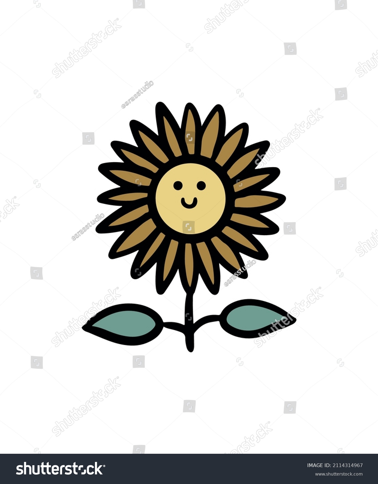 Cute Simple Plant Vector Drawing Stock Vector (Royalty Free) 2114314967