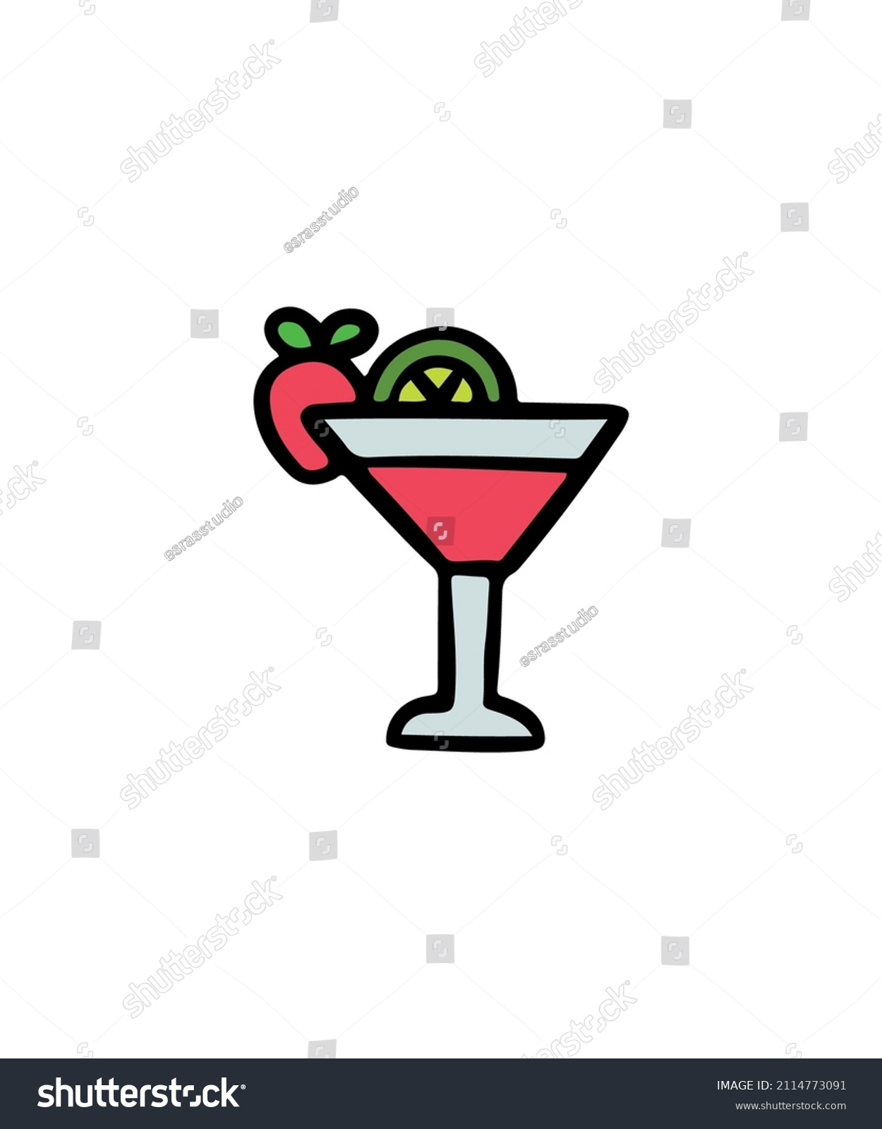 Cute Simple Vector Cocktail Drawings Stock Vector (Royalty Free ...