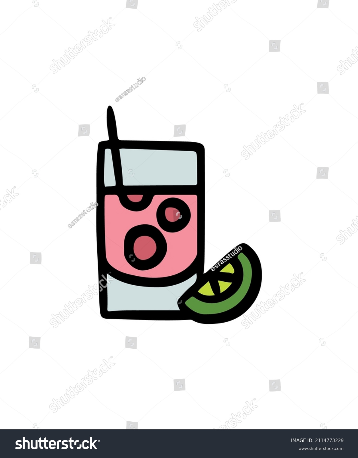 Cute Simple Vector Cocktail Drawings Stock Vector (Royalty Free ...