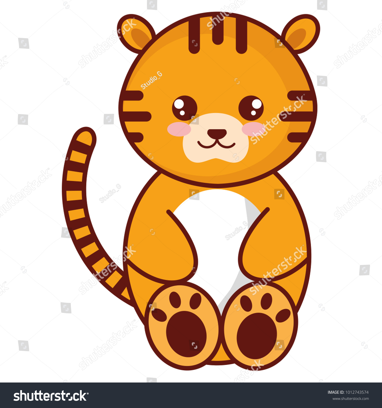 Cute Tender Tiger Character Stock Vector (Royalty Free) 1012743574 ...
