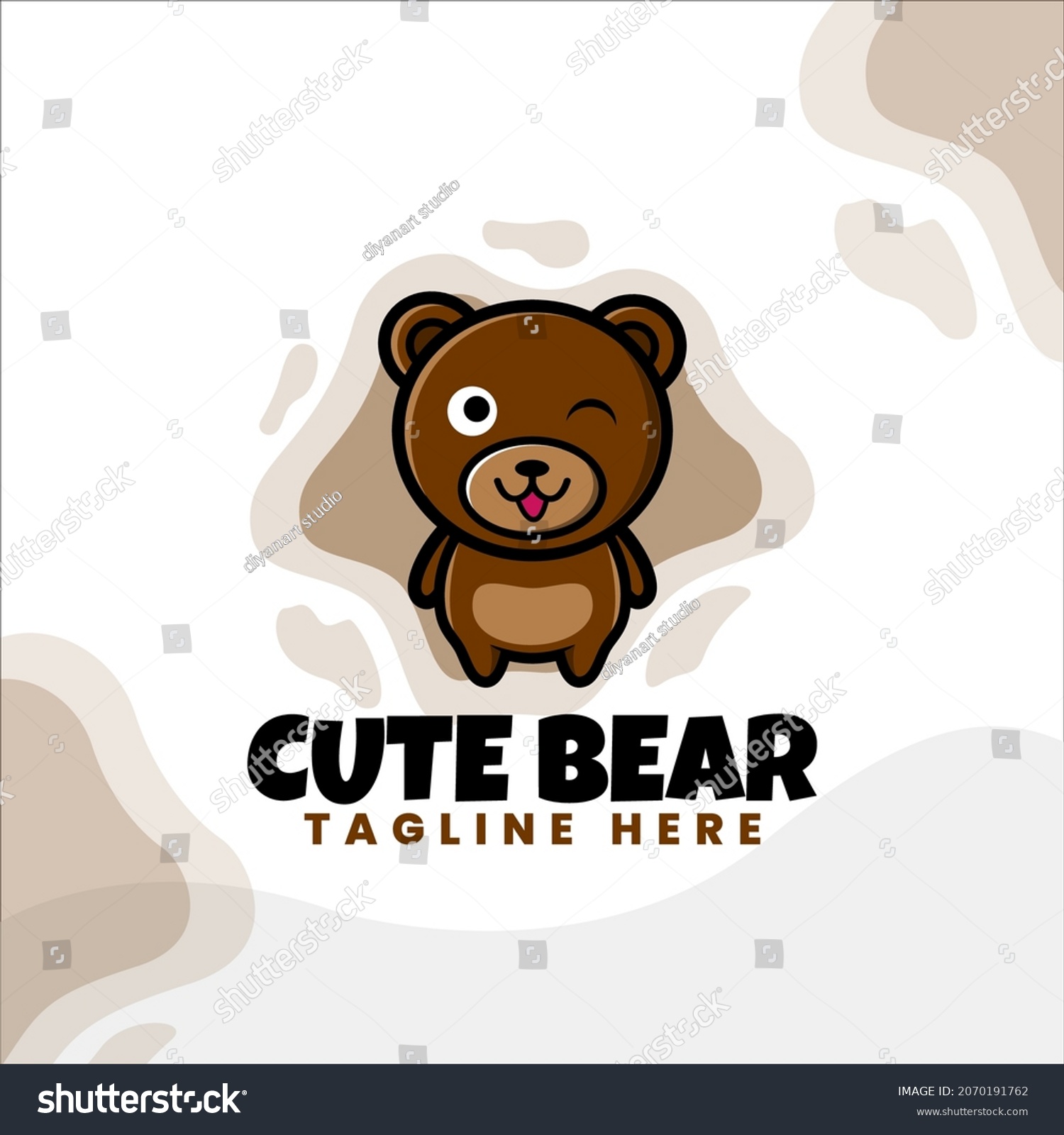 Cute Unique Bear Logo Design Stock Vector (Royalty Free) 2070191762
